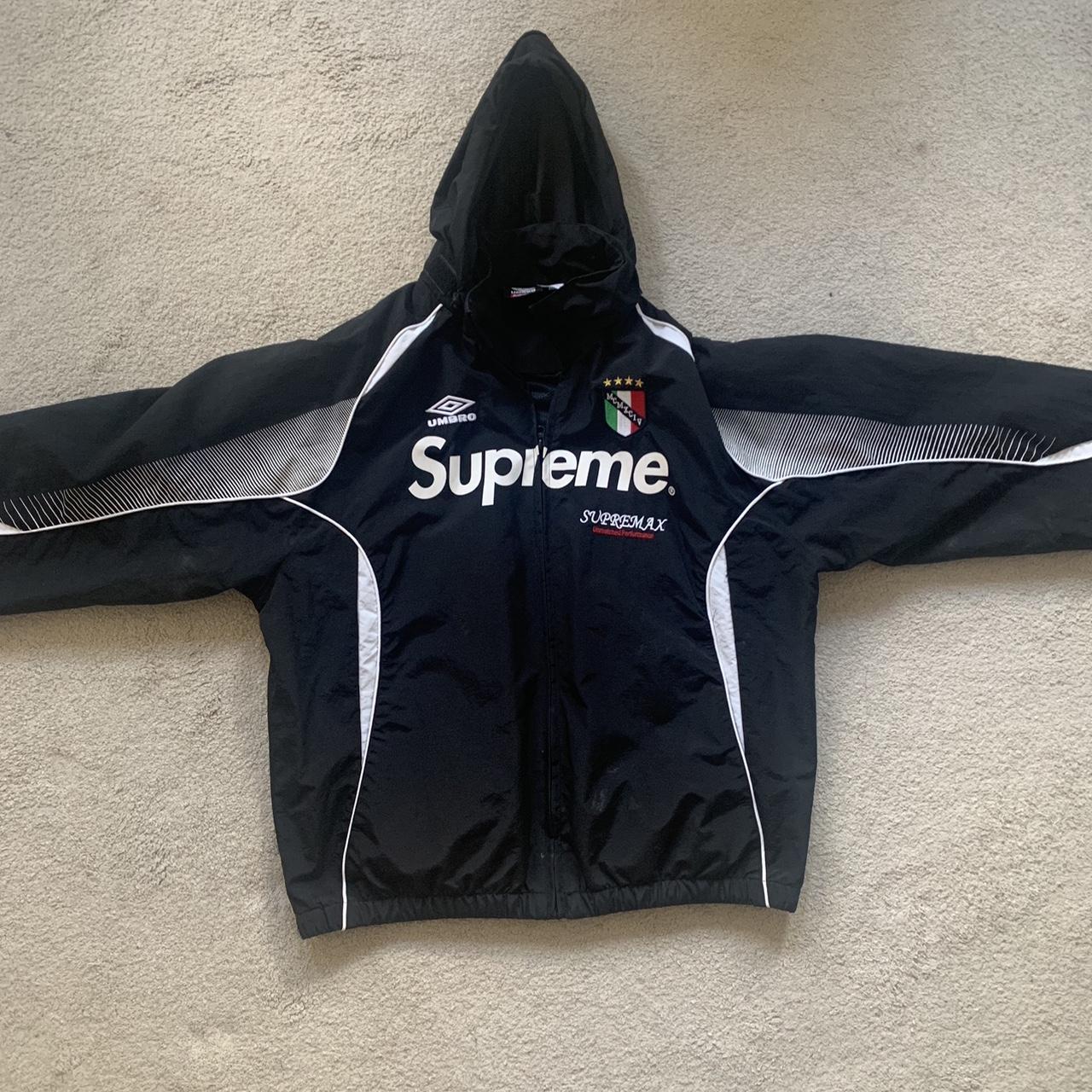 supreme x umbro jacket black medium but fits S... - Depop
