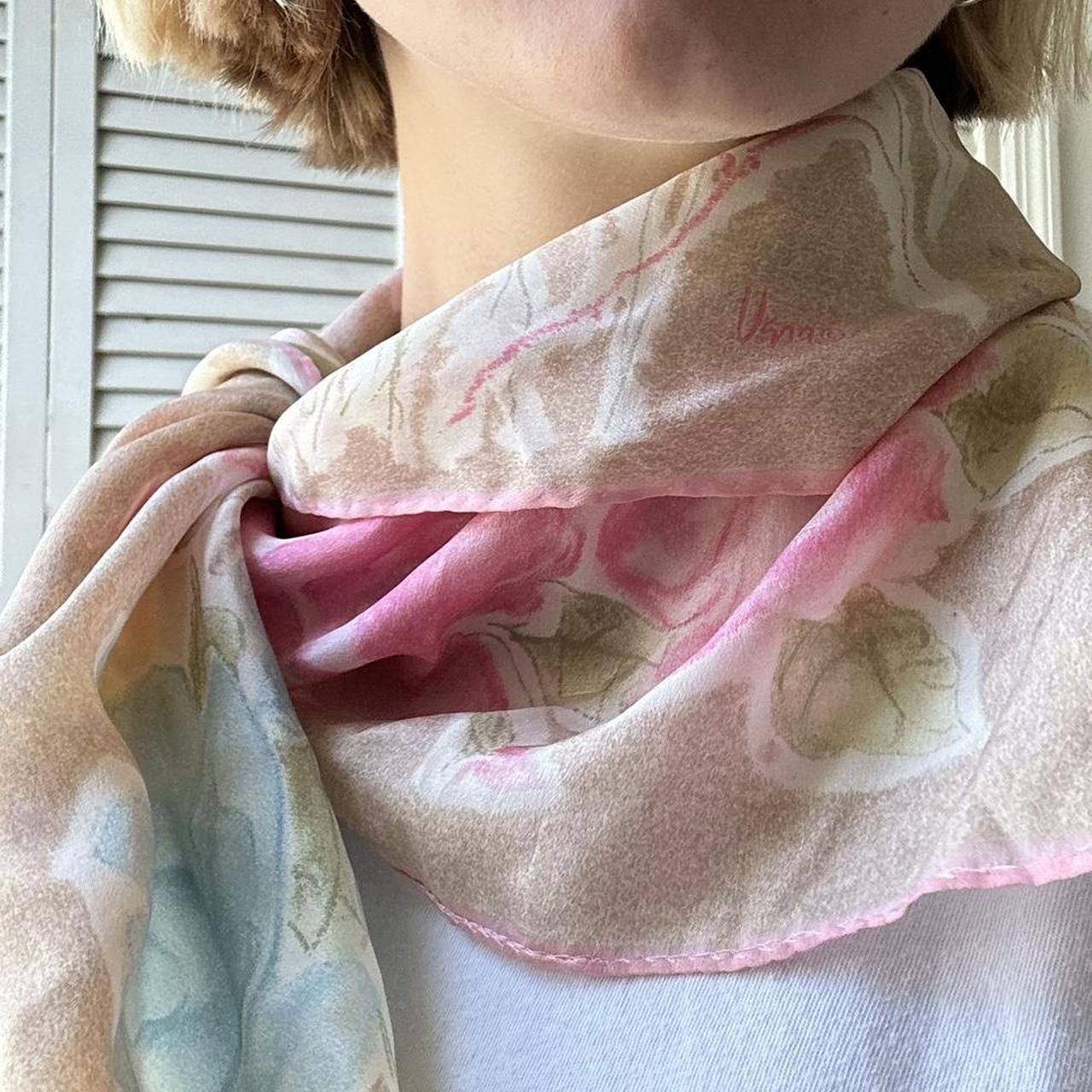 Vintage coquette floral silk scarf #coquette... - Depop