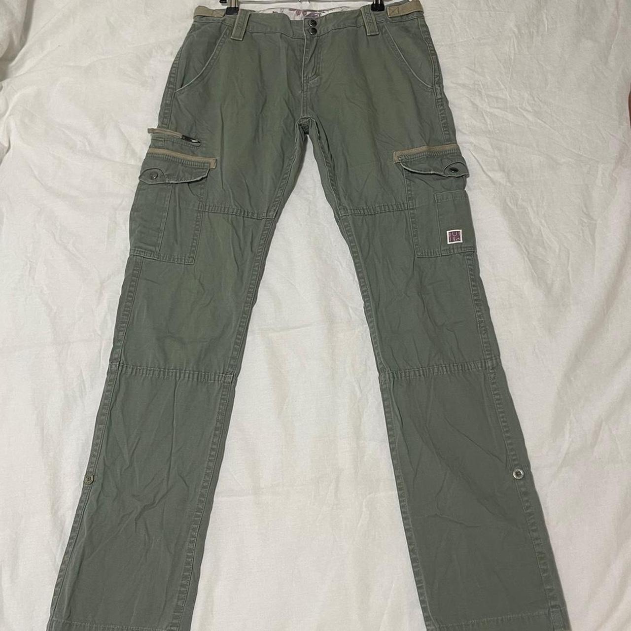 Green Rusty cargo pants with adjustable waist... | Depop