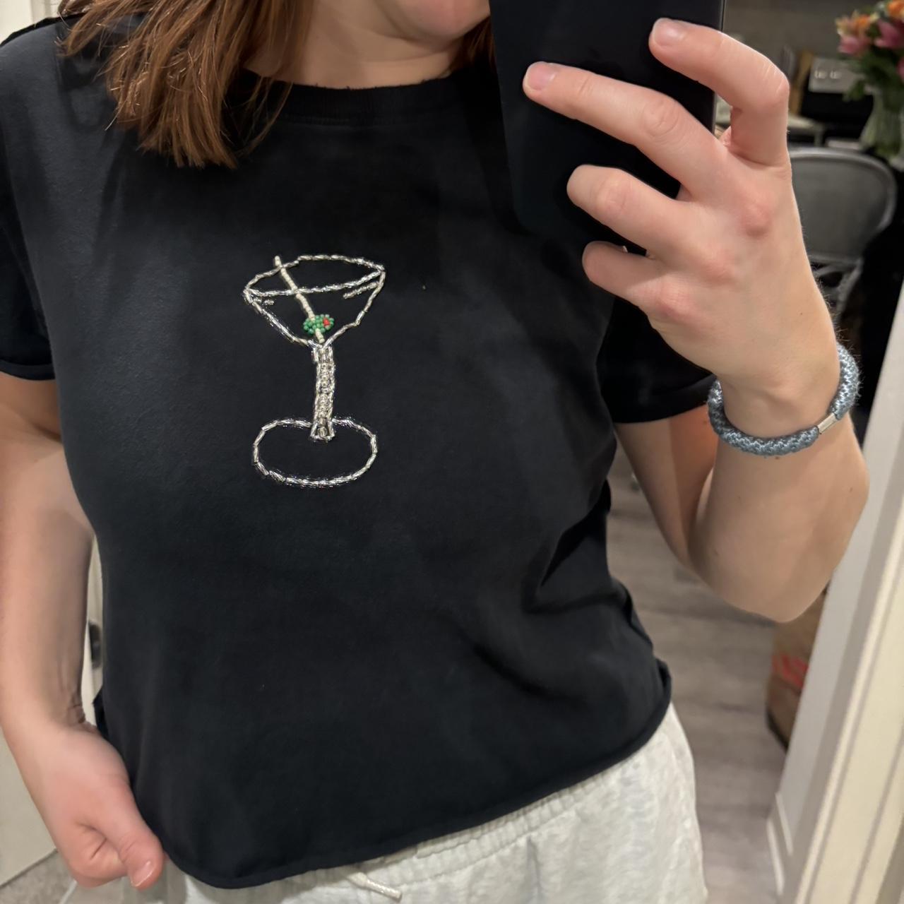 Hand beaded Martini embroidered shirt #beads #diy... - Depop