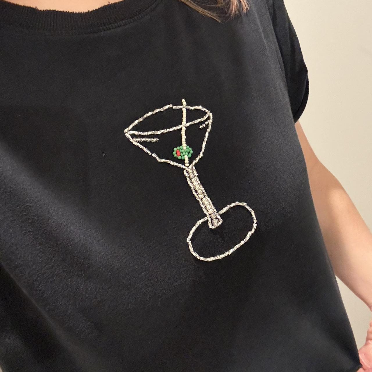 Hand beaded Martini embroidered shirt #beads #diy... - Depop