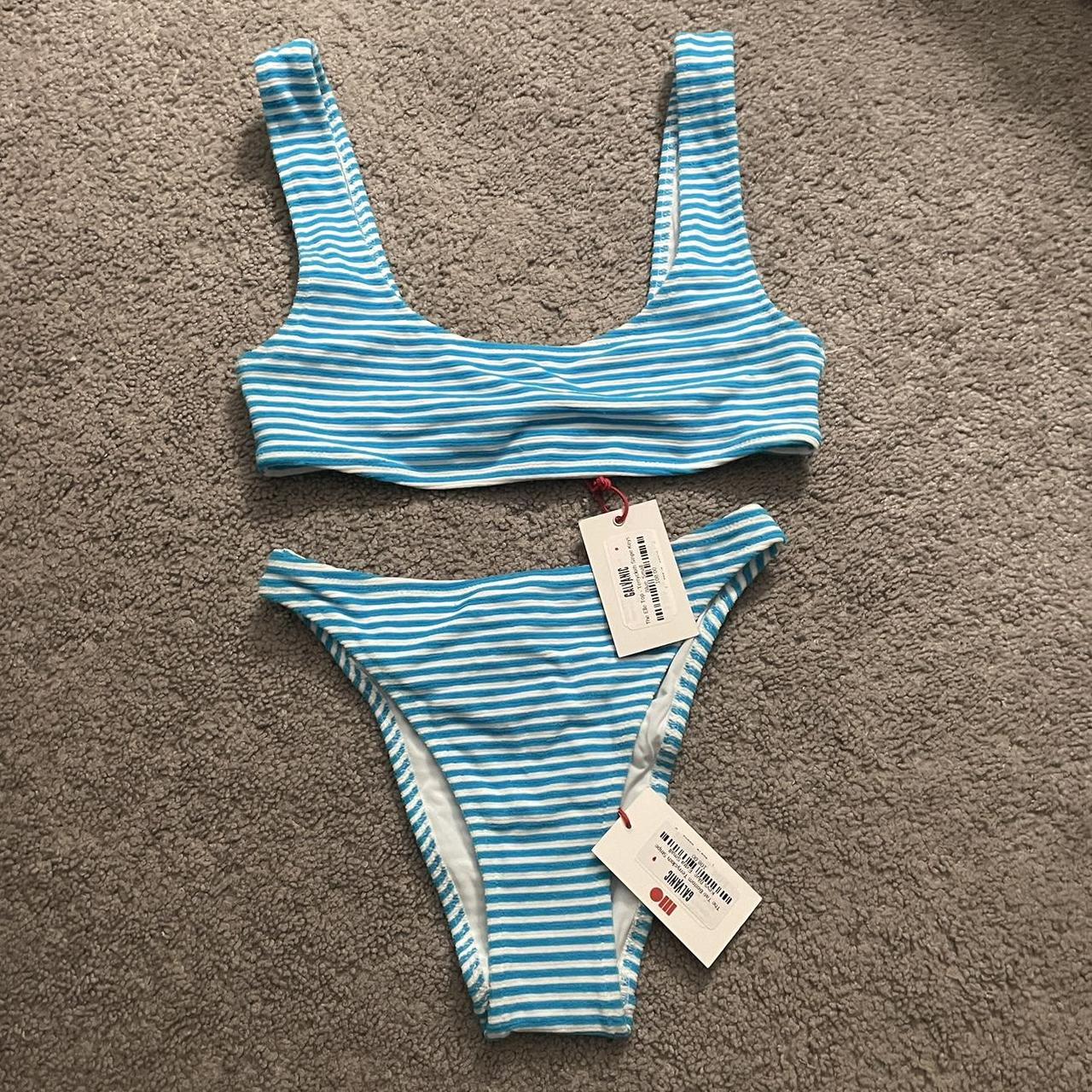 Solid and stripped: GALVANIC BLUE STRIPPED... - Depop