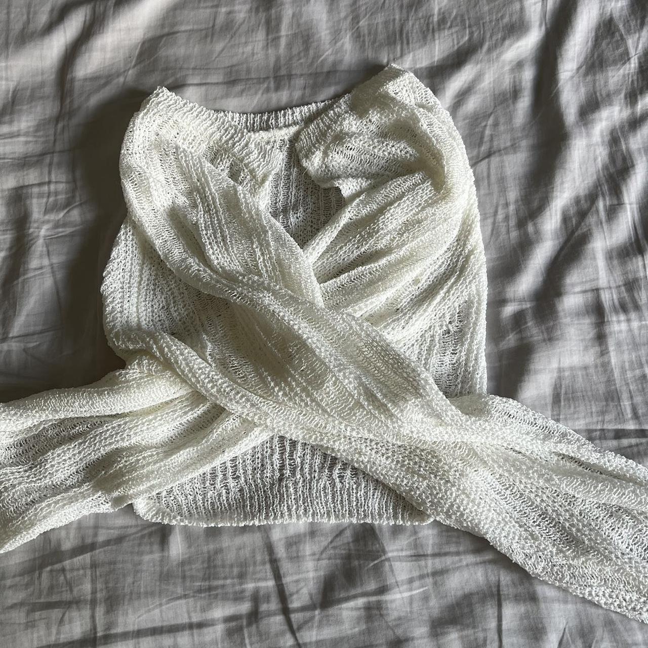 white mesh cropped bolero from codibook! brand is... - Depop