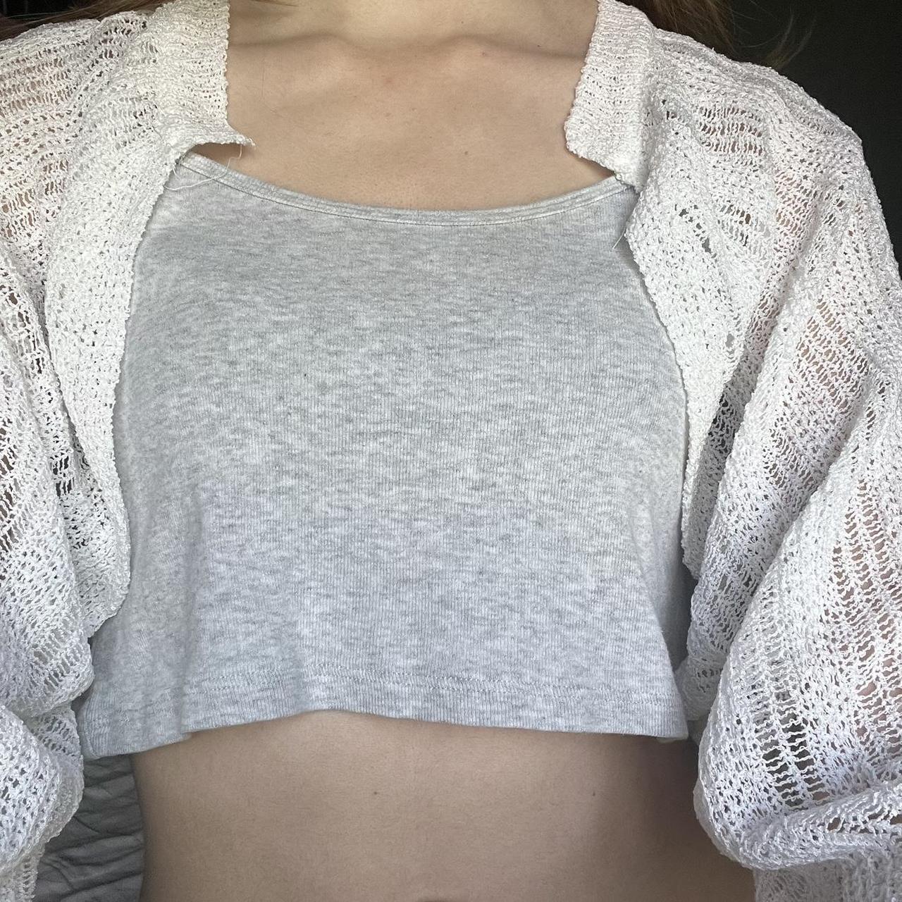 white mesh cropped bolero from codibook! brand is... - Depop