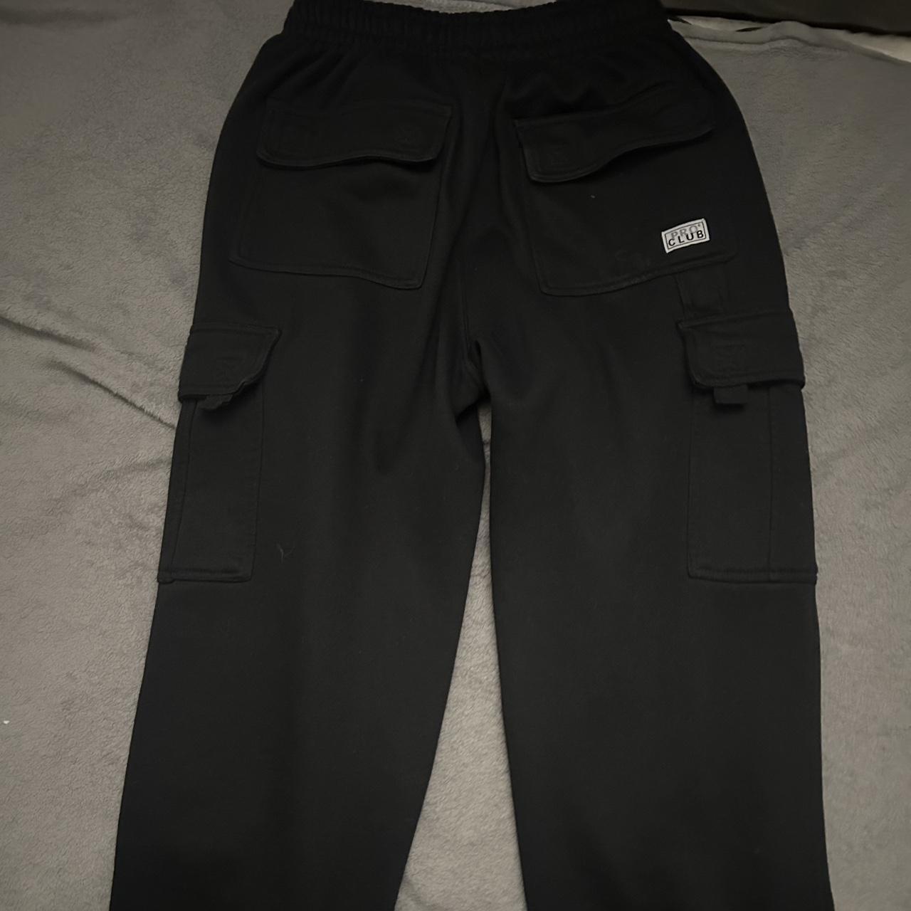 size M black pro club cargo sweat pants - Depop