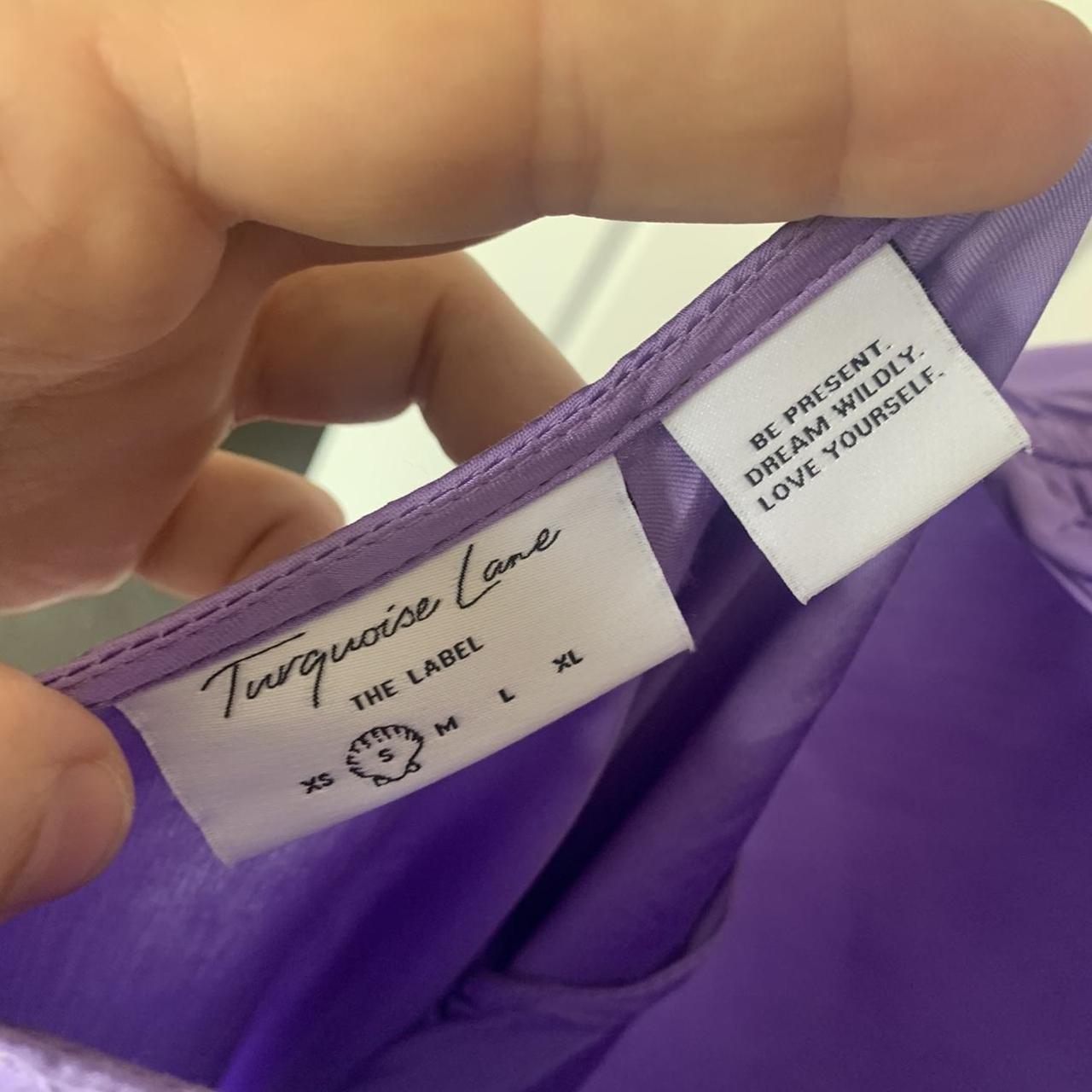 Turquoise lane purple high neck slinky back dress... - Depop