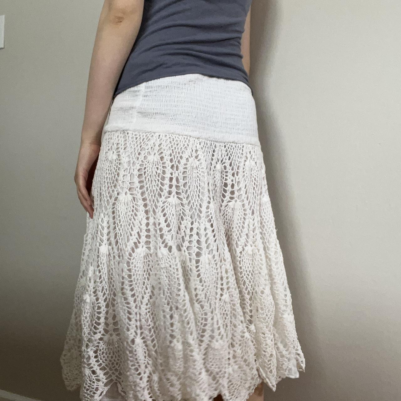 Raviya crochet white midi skirt can double as a... - Depop