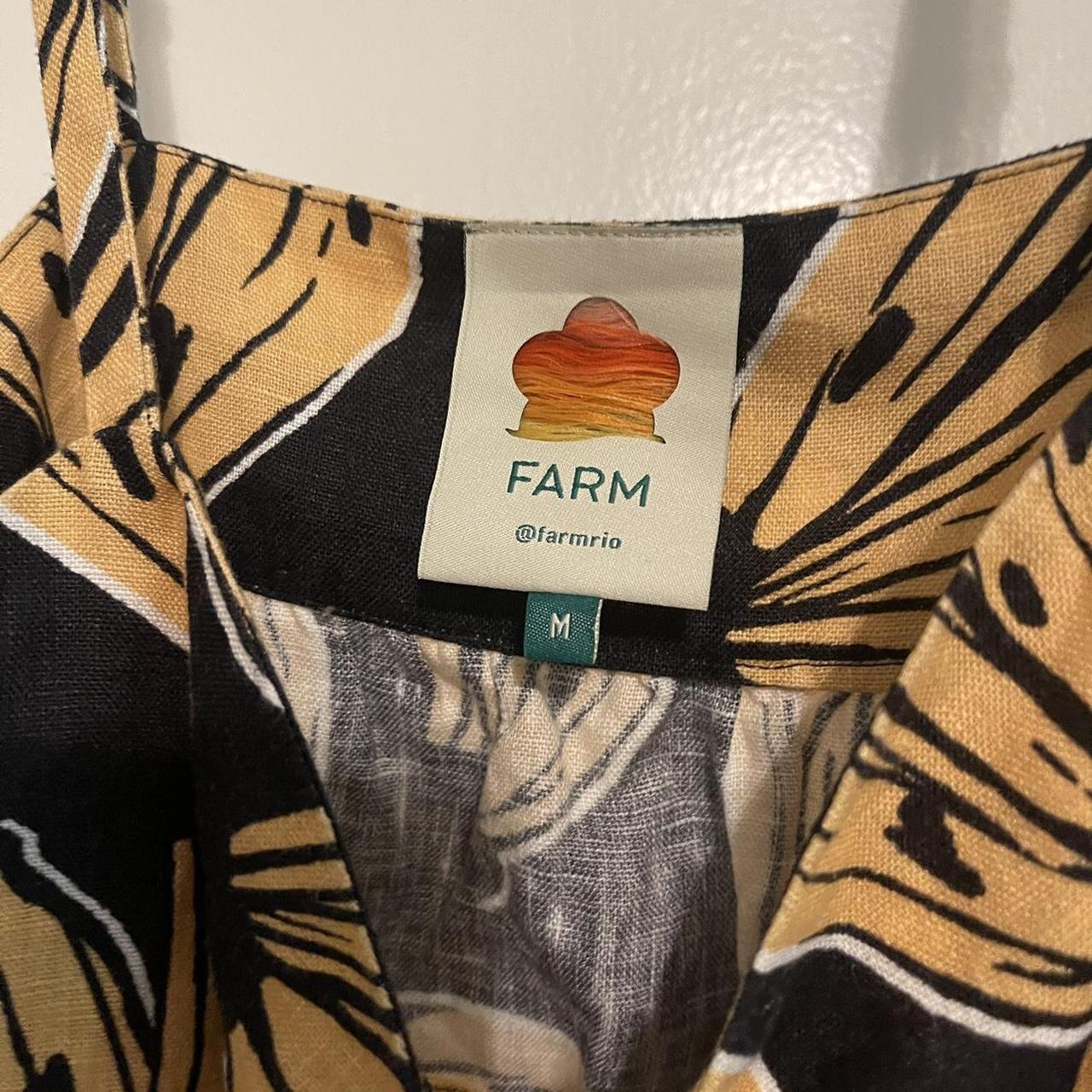 Farm Rio Women's Yellow and Black Crop-top | Depop