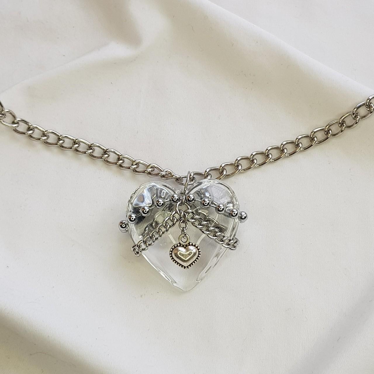 gorgeous chained heart necklace ♡ handmade by me... - Depop