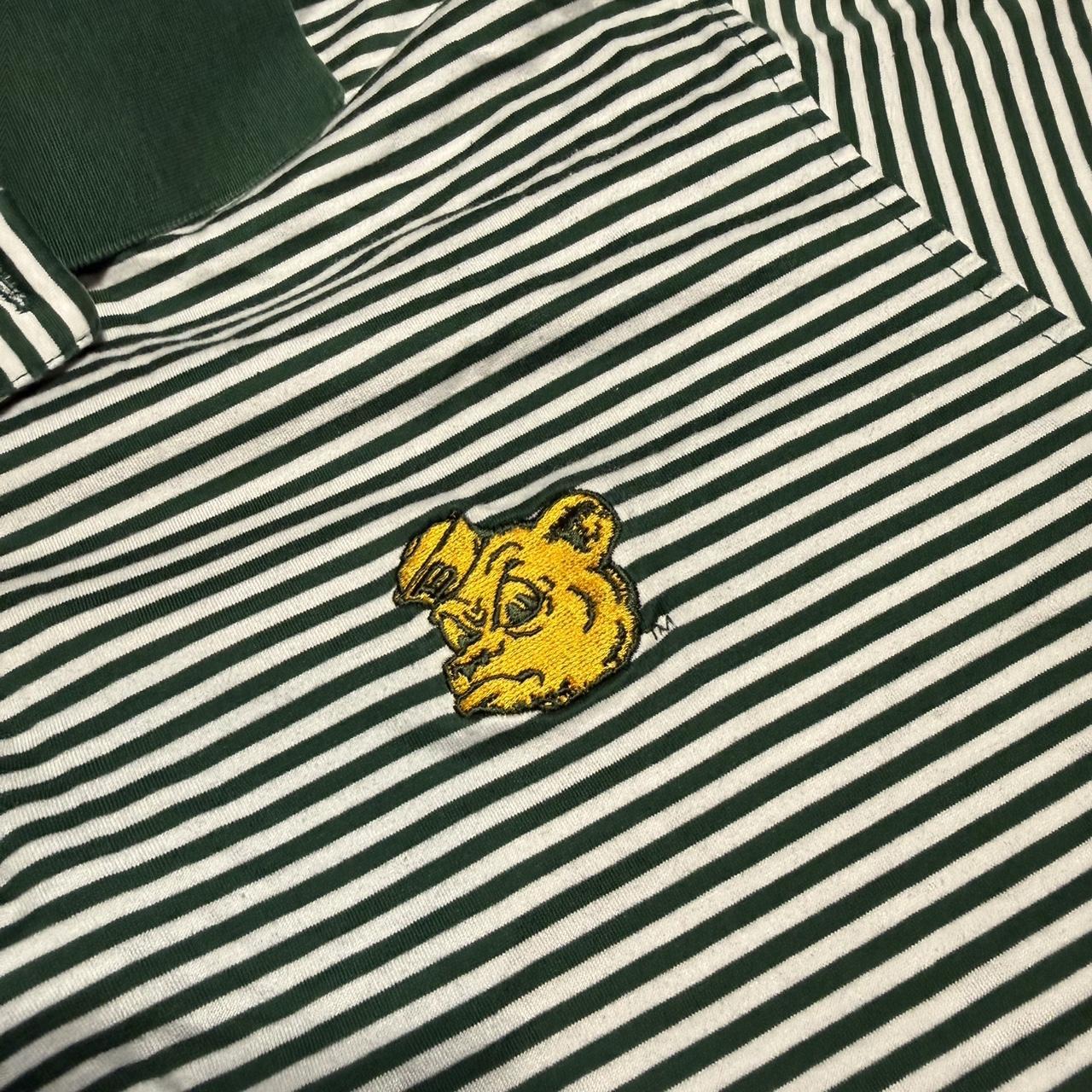 Peter Millar Green Striped Polo Shirt | Embroidered... | Depop