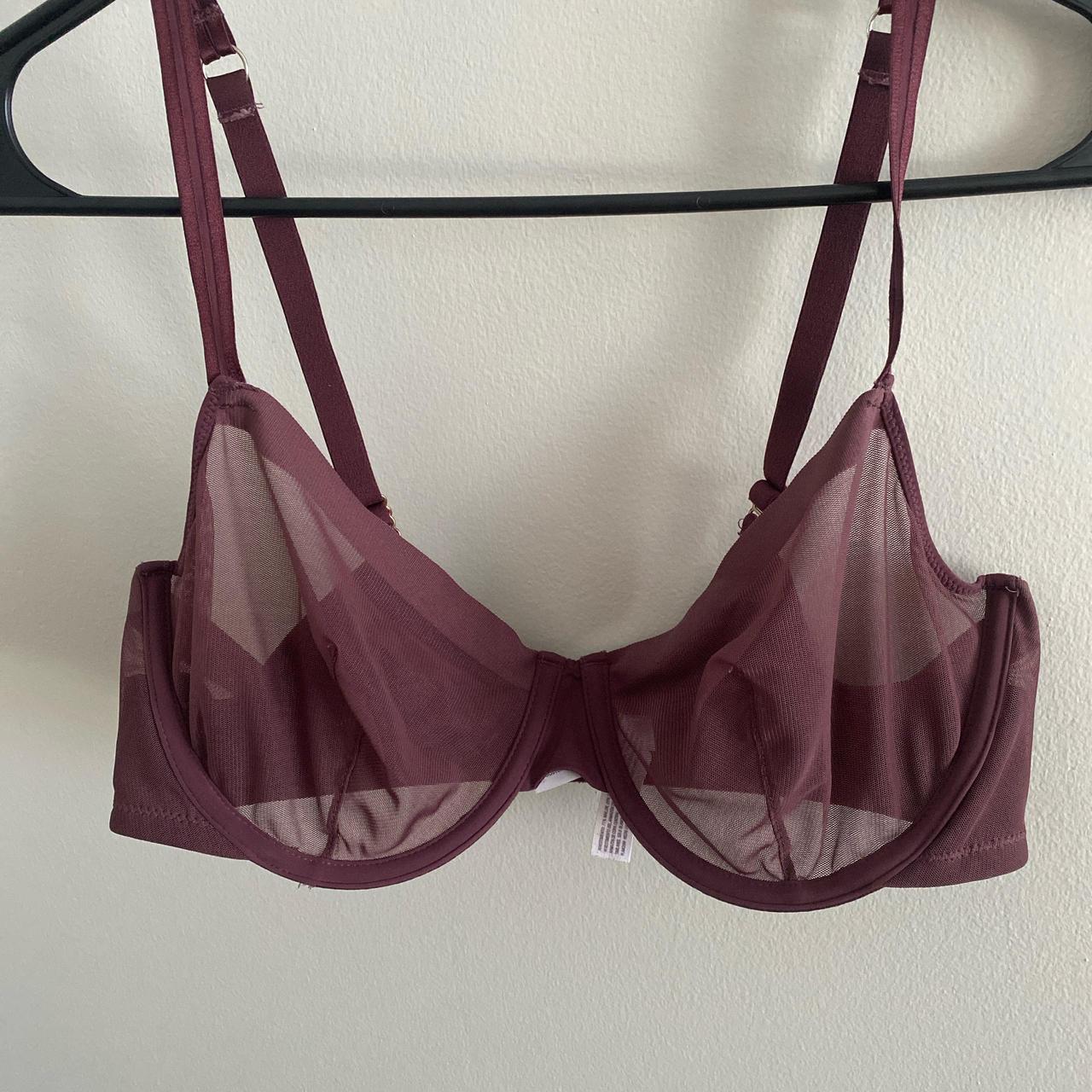 Sheer Maroon Bra (36D) - Depop