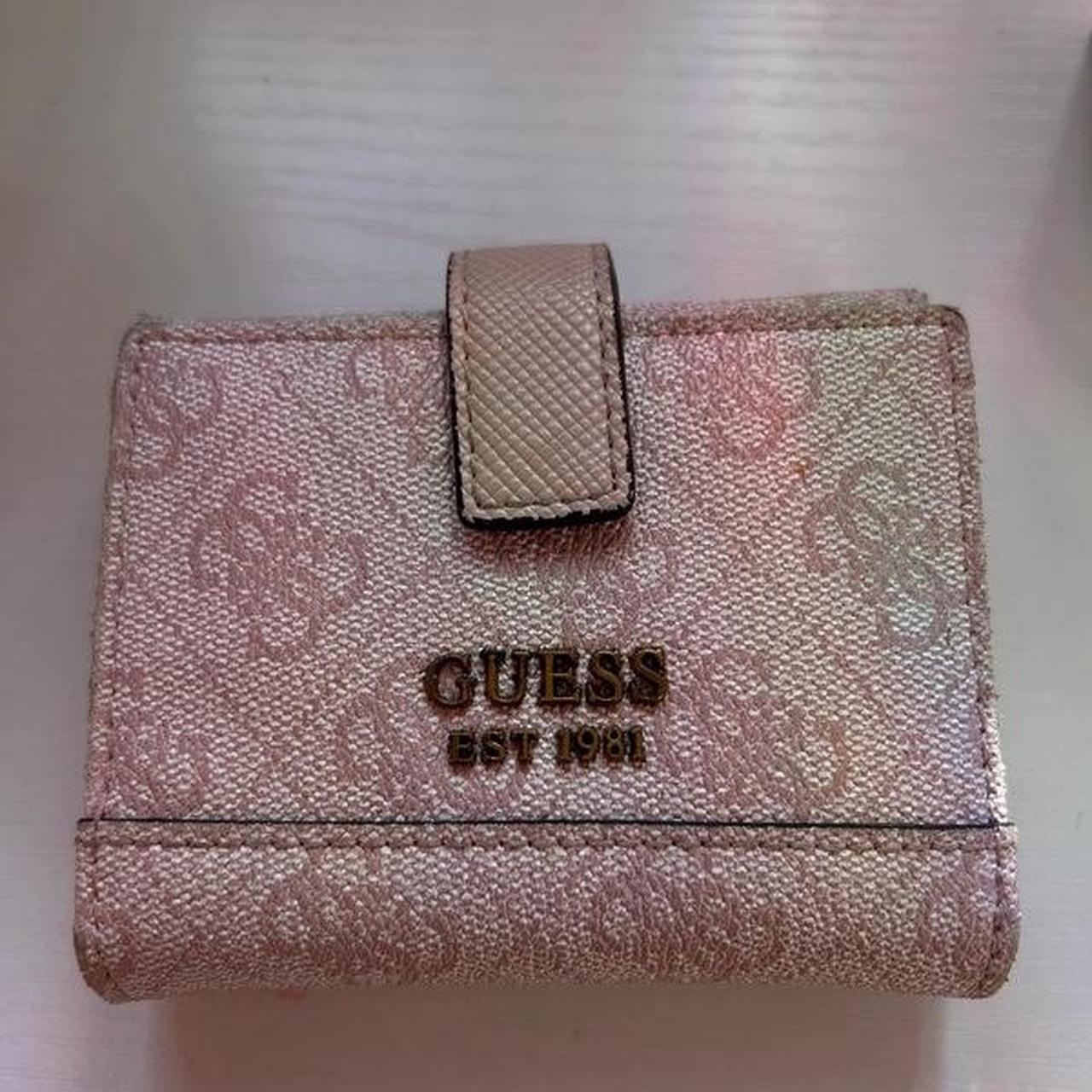 Pink guess wallet for cards and notes and a few... | Depop