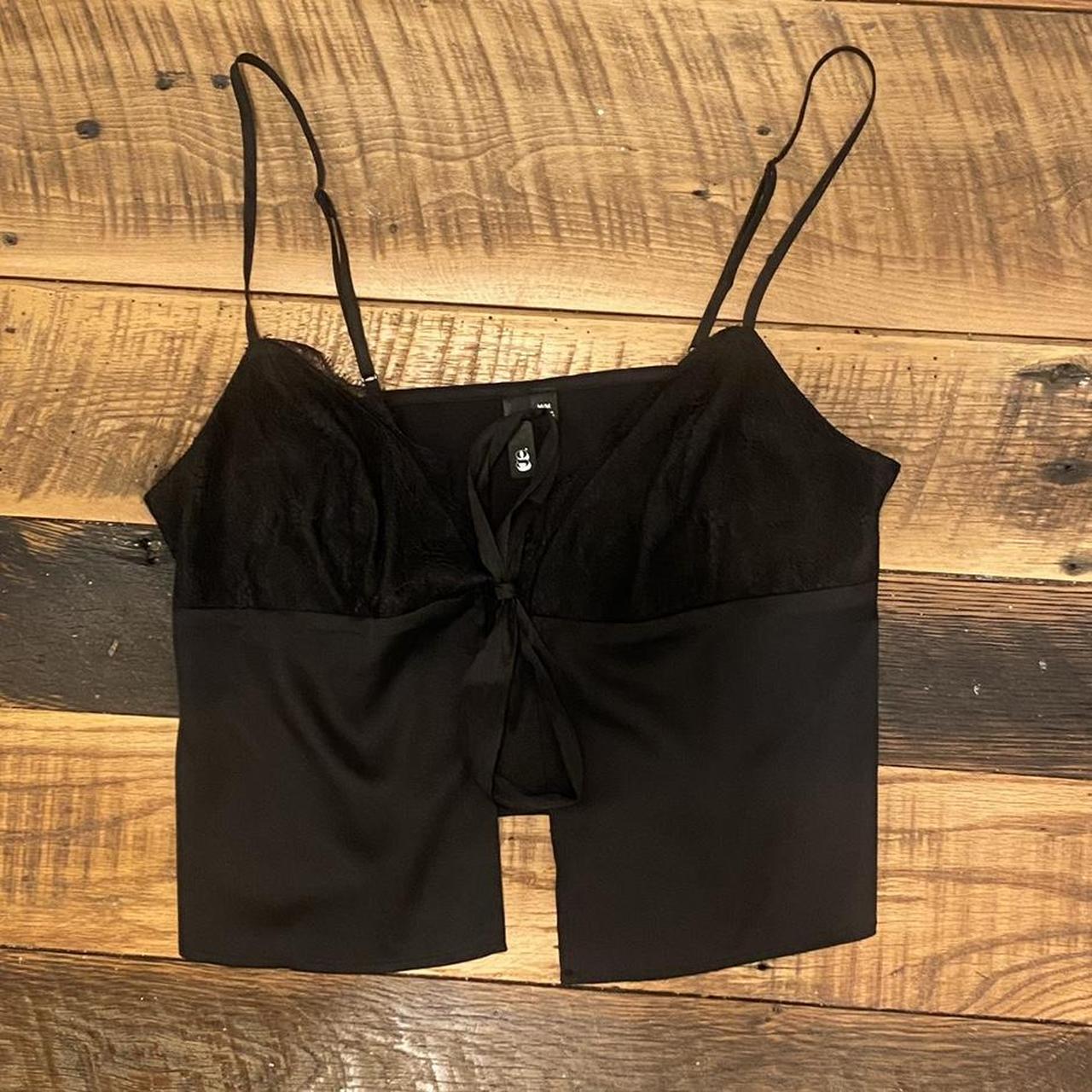 Medium black Garage tie front lace silky tank Never... - Depop