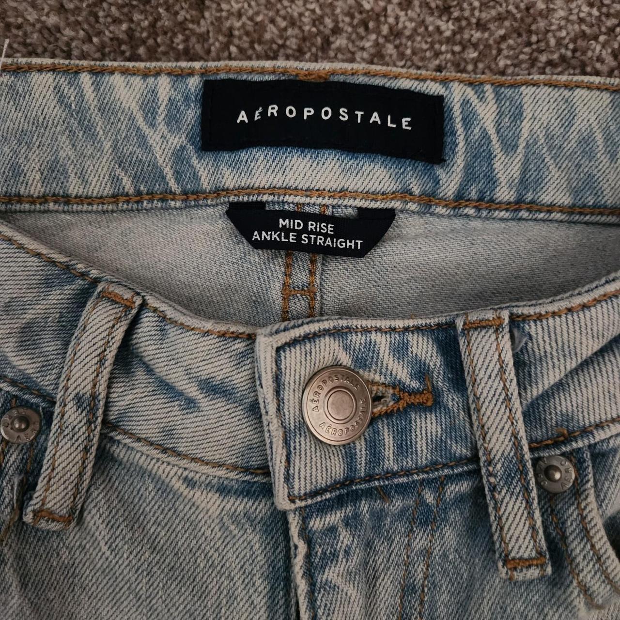 Aeropostal light blue distressed mid rise ankle... | Depop
