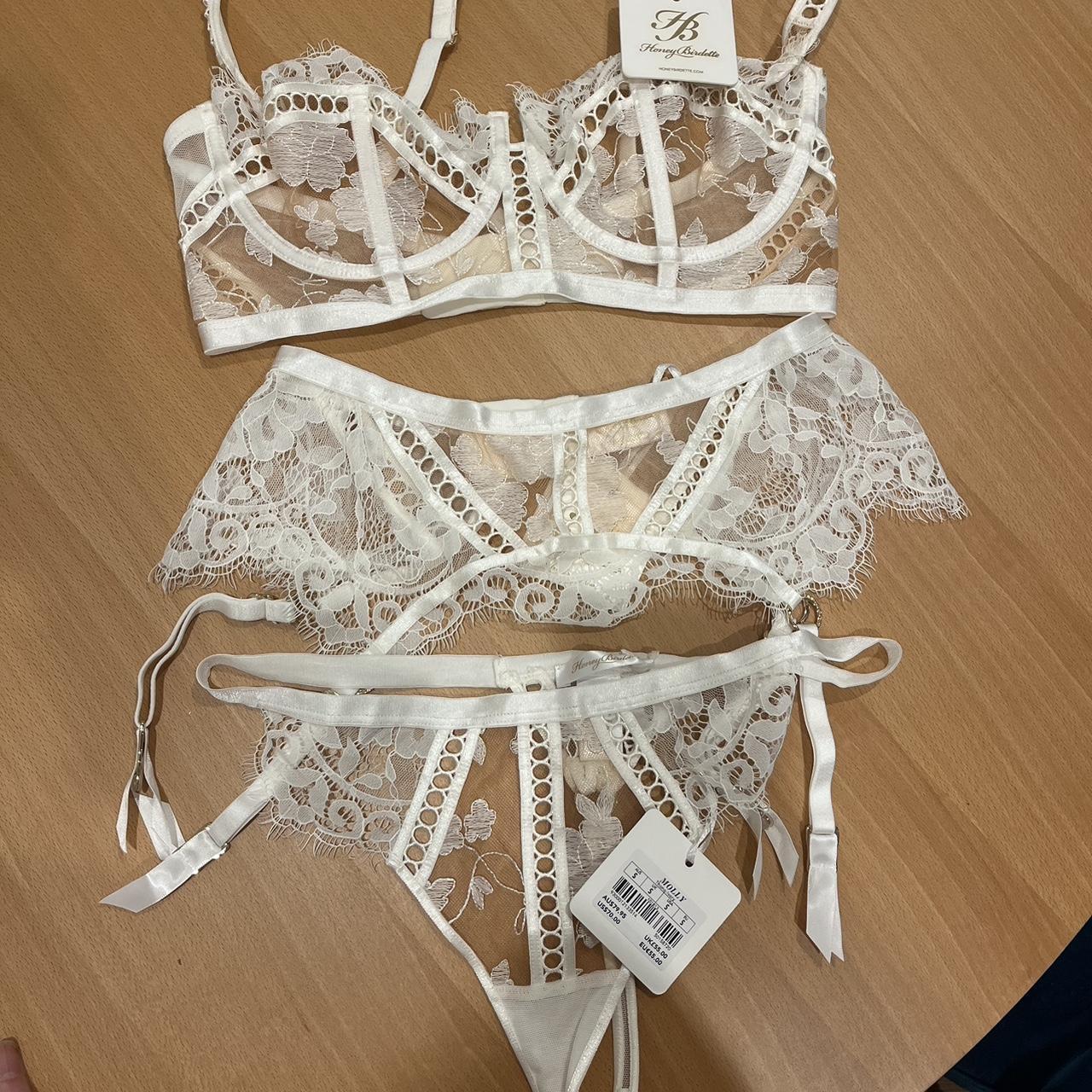 Honey Birdette Molly white 12DD bra S SUSPENDER... - Depop