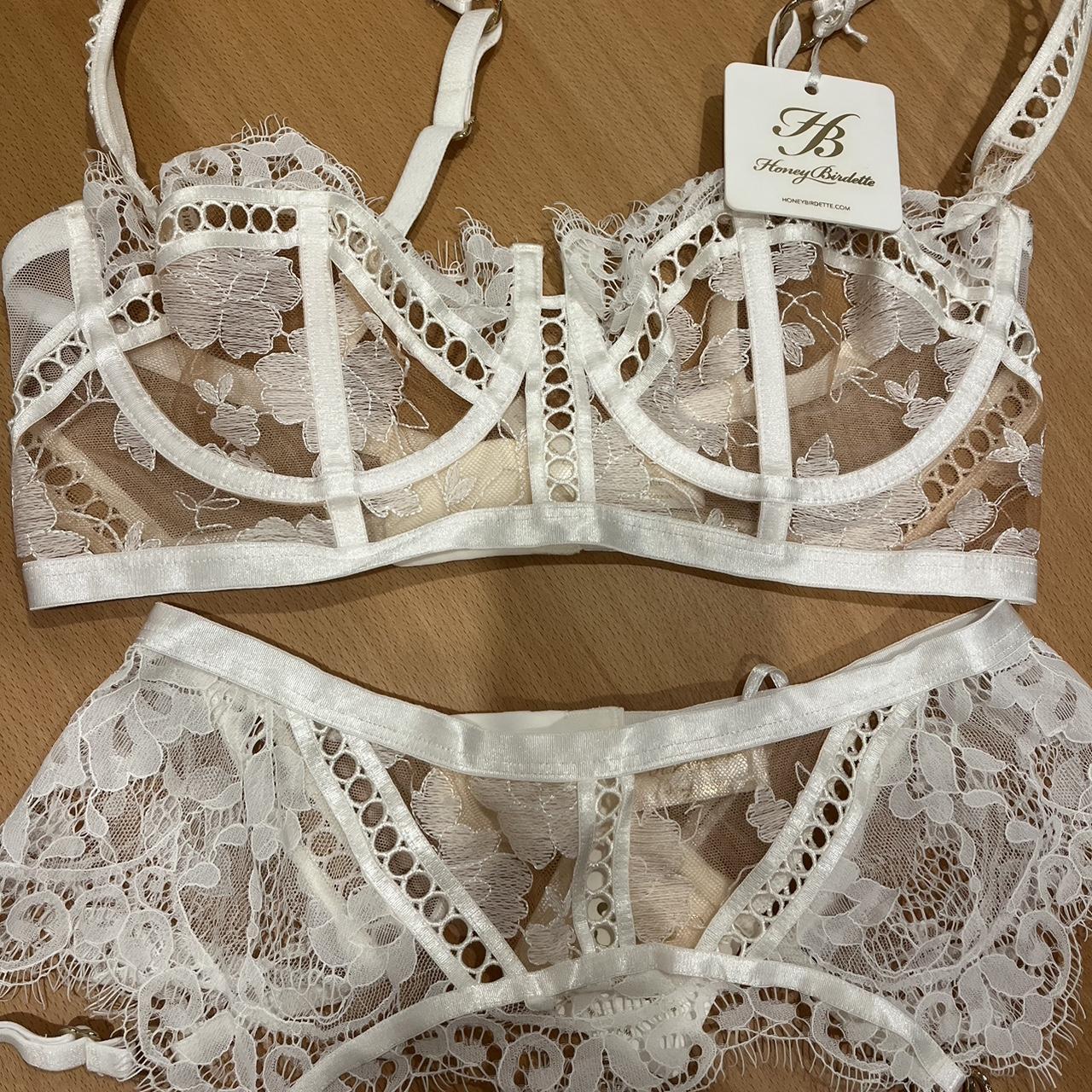 Honey Birdette Molly white 12DD bra S SUSPENDER... - Depop