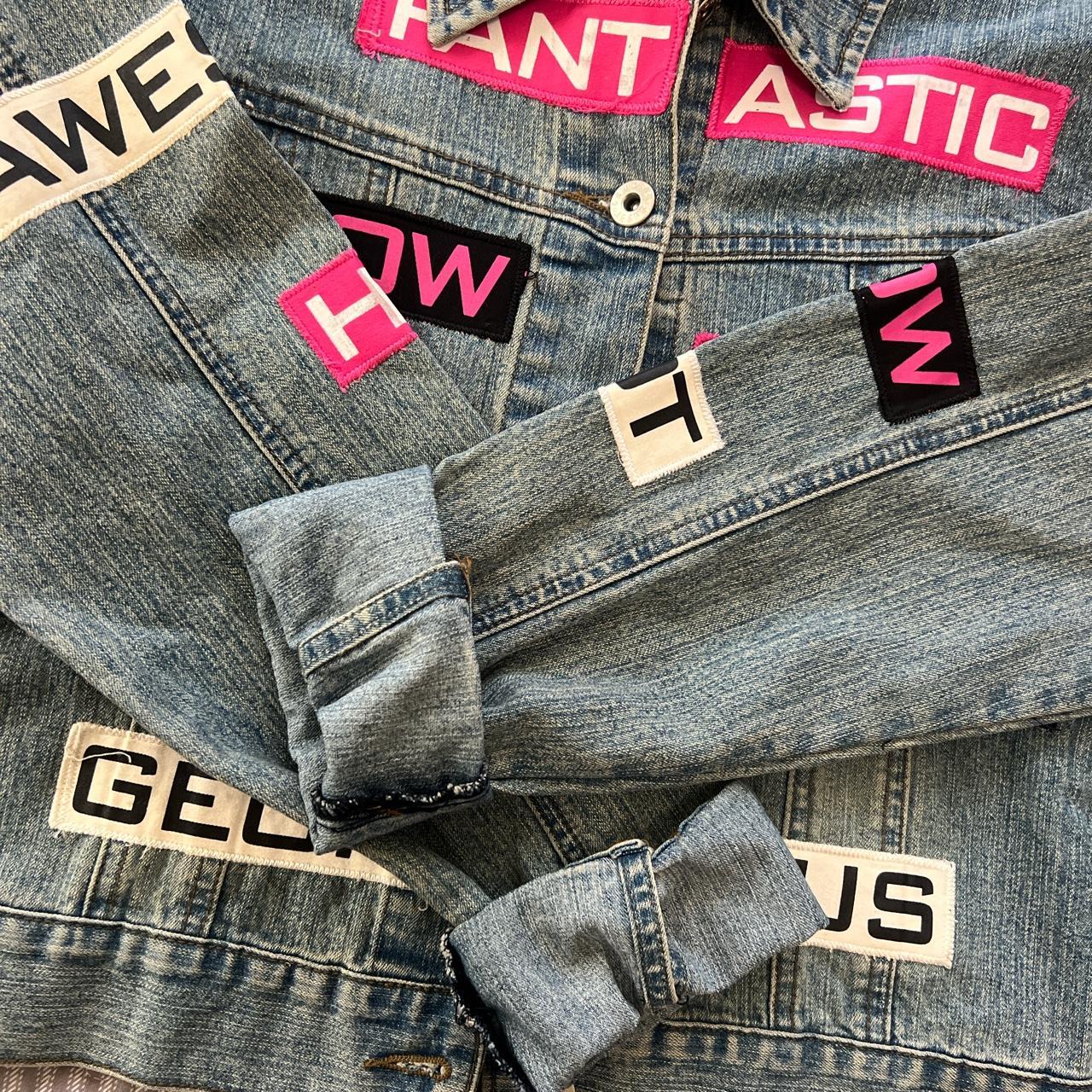 Vintage Wording Patches Denim Jacket 🌈 NO PAYPAL... - Depop