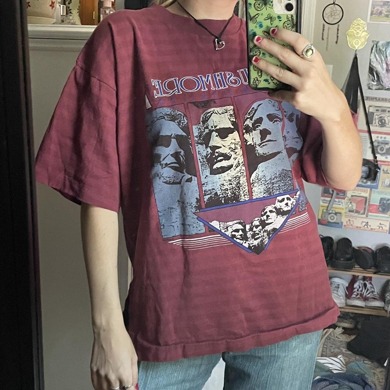 Mt. Rushmore Striped Graphic Tee Miller label, size... - Depop