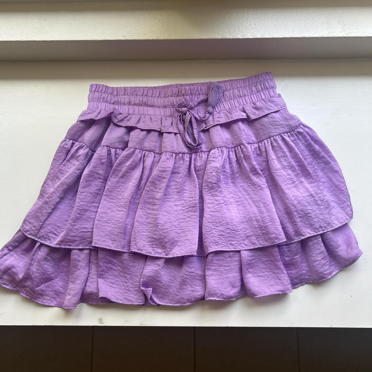Repop! purple ruffled skirt, size small Wore once... | Depop