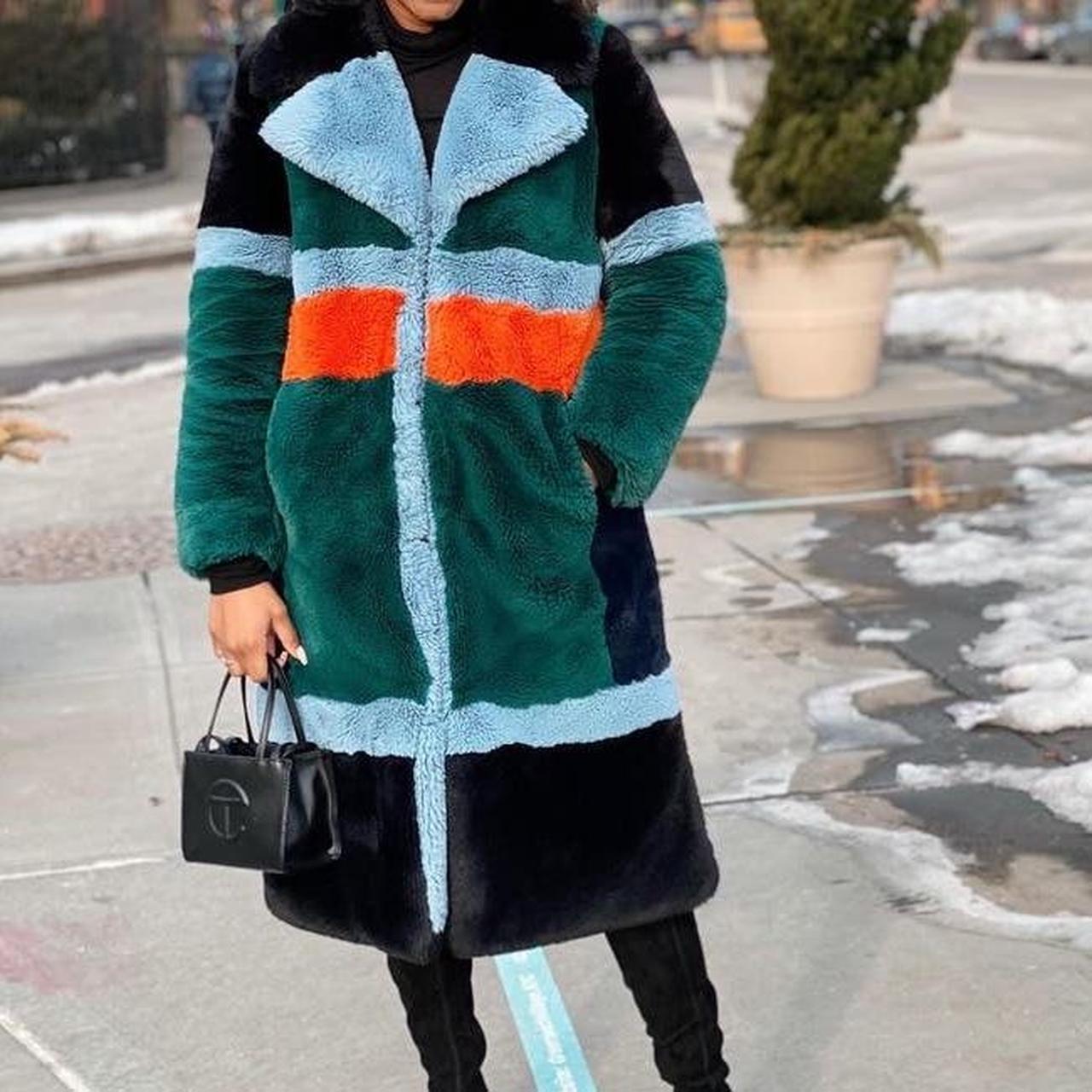 HEURUEH FAUX FUR ROYAL ME COLORBLOCK COAT •... | Depop