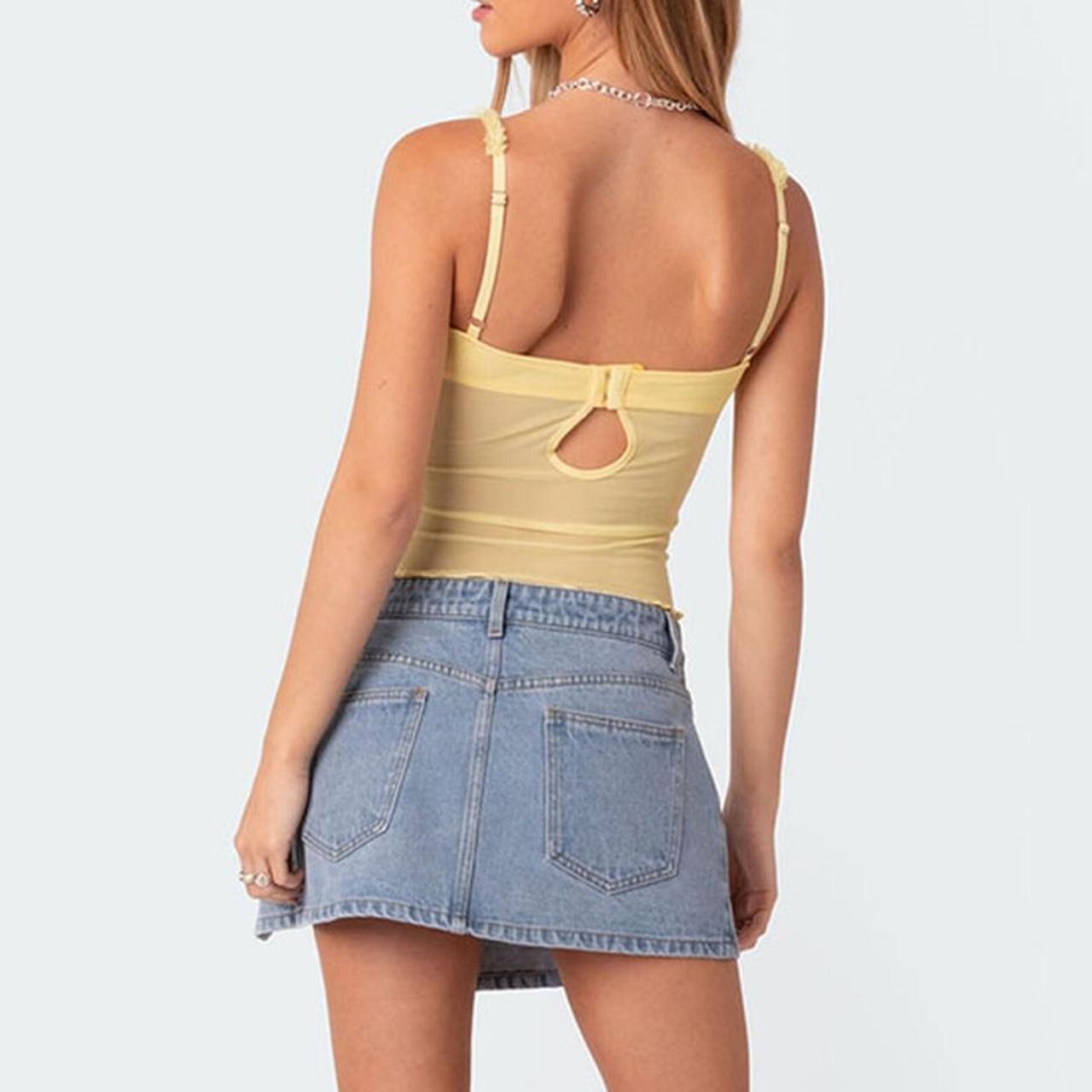 Super cute edikted yellow corset mesh top. Never... - Depop