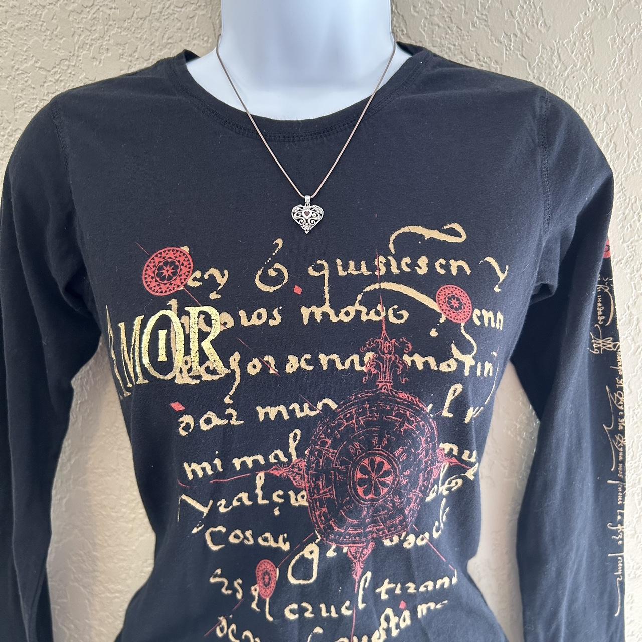 cyber emo black longsleeve size M pit to pit... - Depop