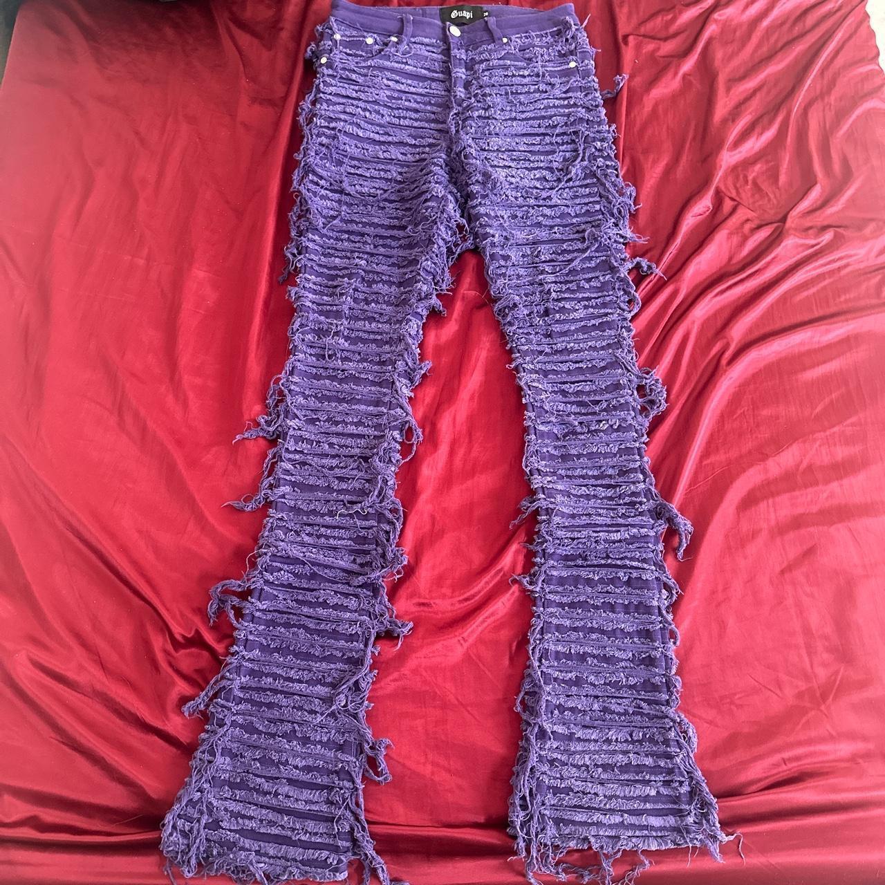 Brand new purple GUAPI distressed spider web stacked... - Depop
