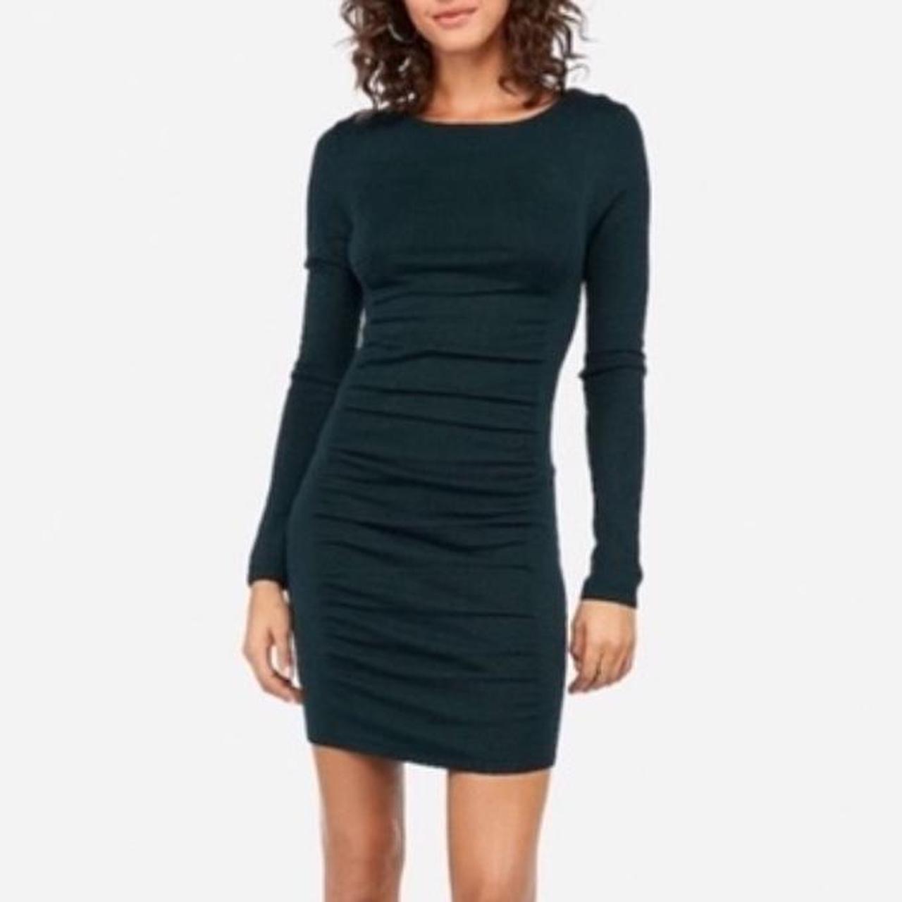 Express long sleeve emerald green body con dress.... - Depop