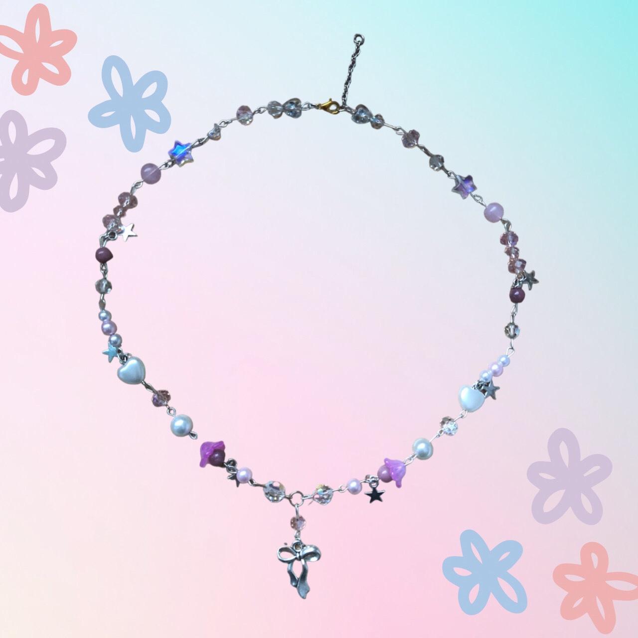 Pink Bow Charm Necklace Only Shipping in Canada 🇨🇦... | Depop