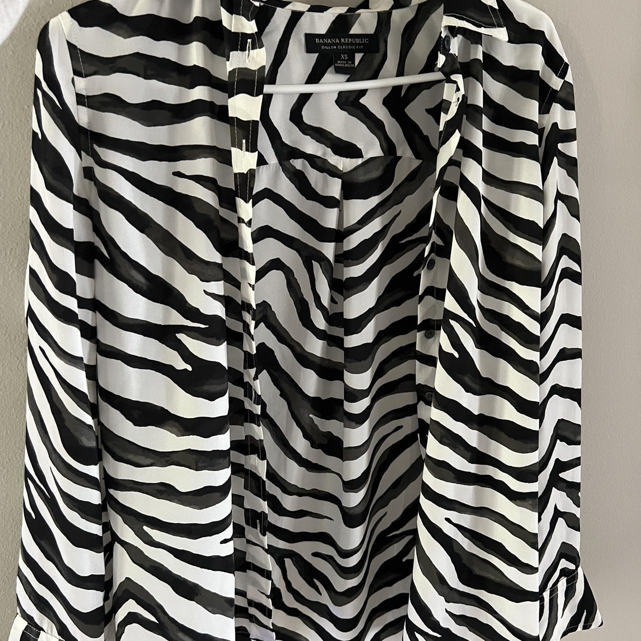 Zebra Banana Republic Mesh Blouse - Depop