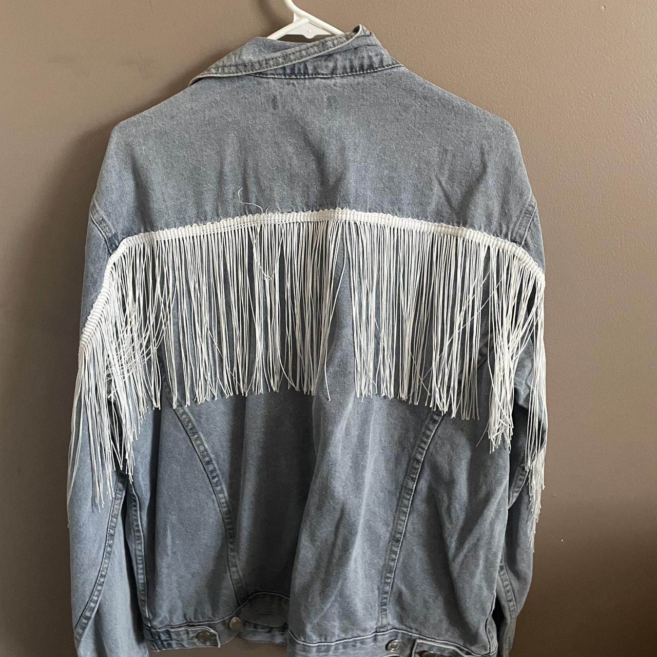 Fringe Jean Jacket Amazon sells for 45 Size large... - Depop