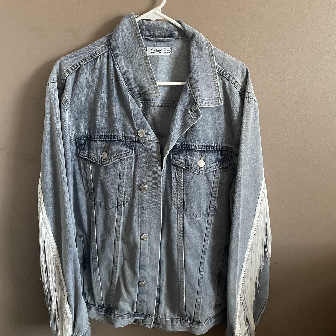 Fringe Jean Jacket Amazon sells for 45 Size large... - Depop