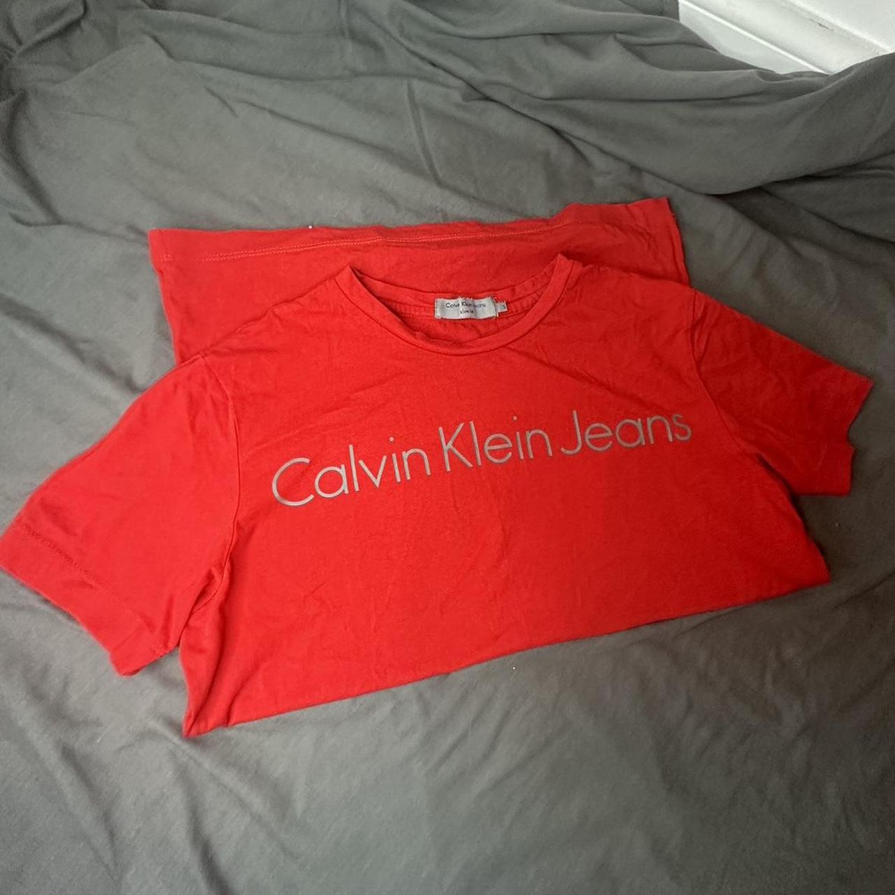 Calvin Klein red tshirt, slim fit, size S... - Depop