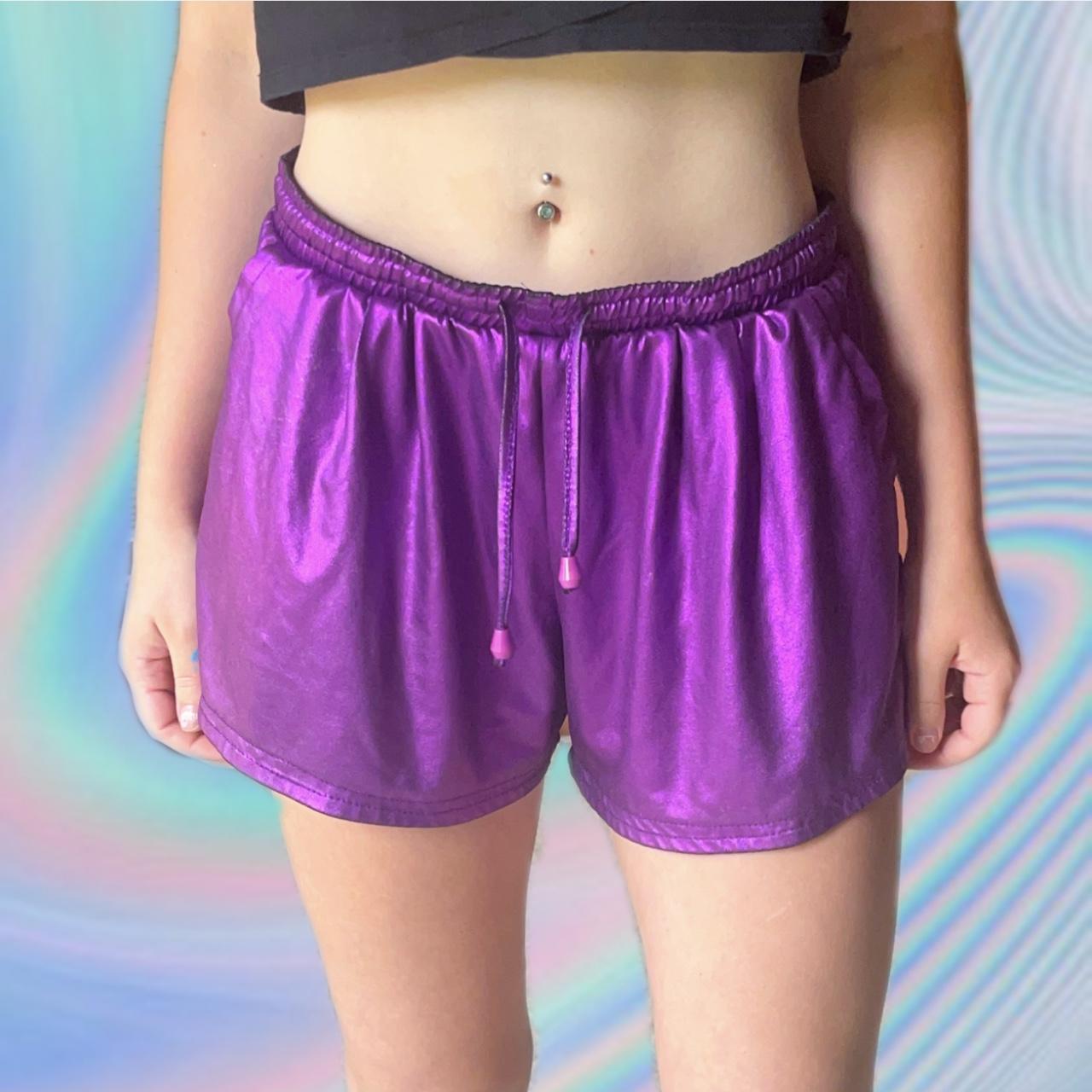 Bright shimmery metallic purple athletic track style... - Depop