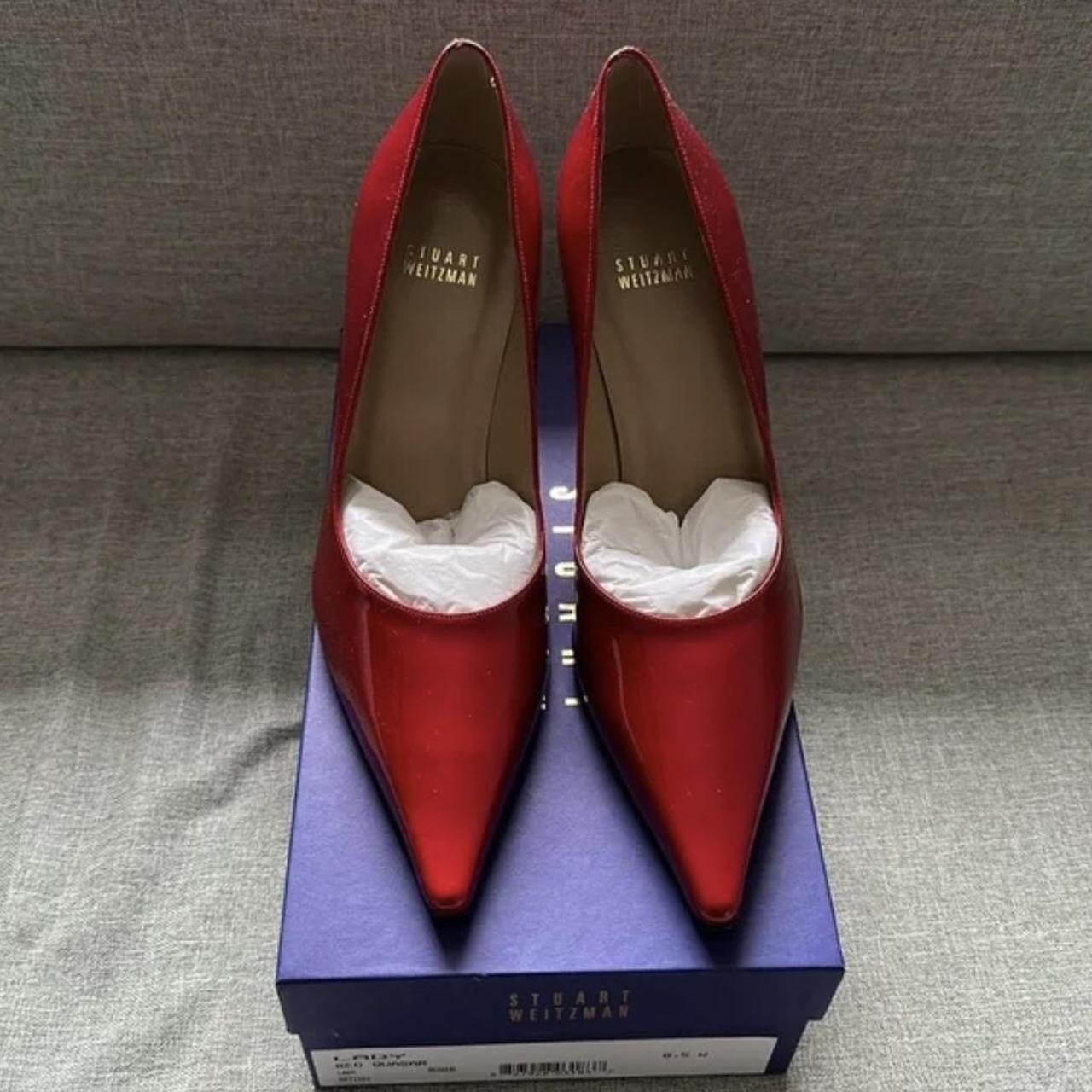 STUART WEITZMAN Lady Red Quasar Patent Pumps Size 9... - Depop