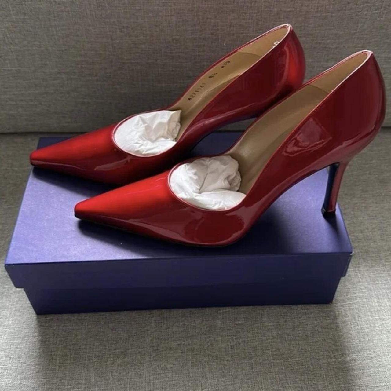 STUART WEITZMAN Lady Red Quasar Patent Pumps Size 9... - Depop