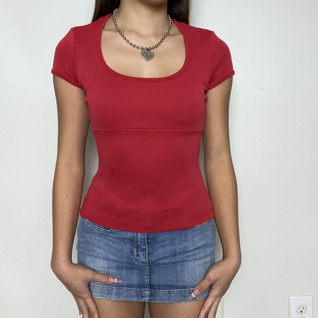 red bebe blouse super stretchy and fitted material... - Depop