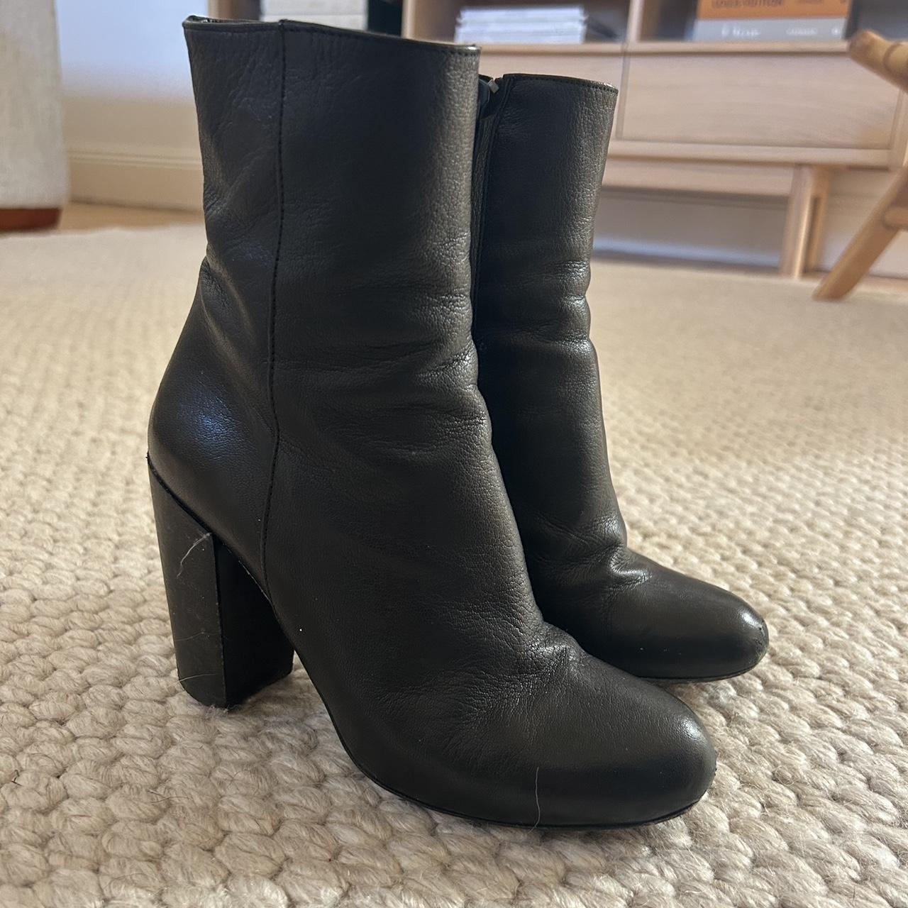 Scanlan Theodore black leather ankle boots with... | Depop