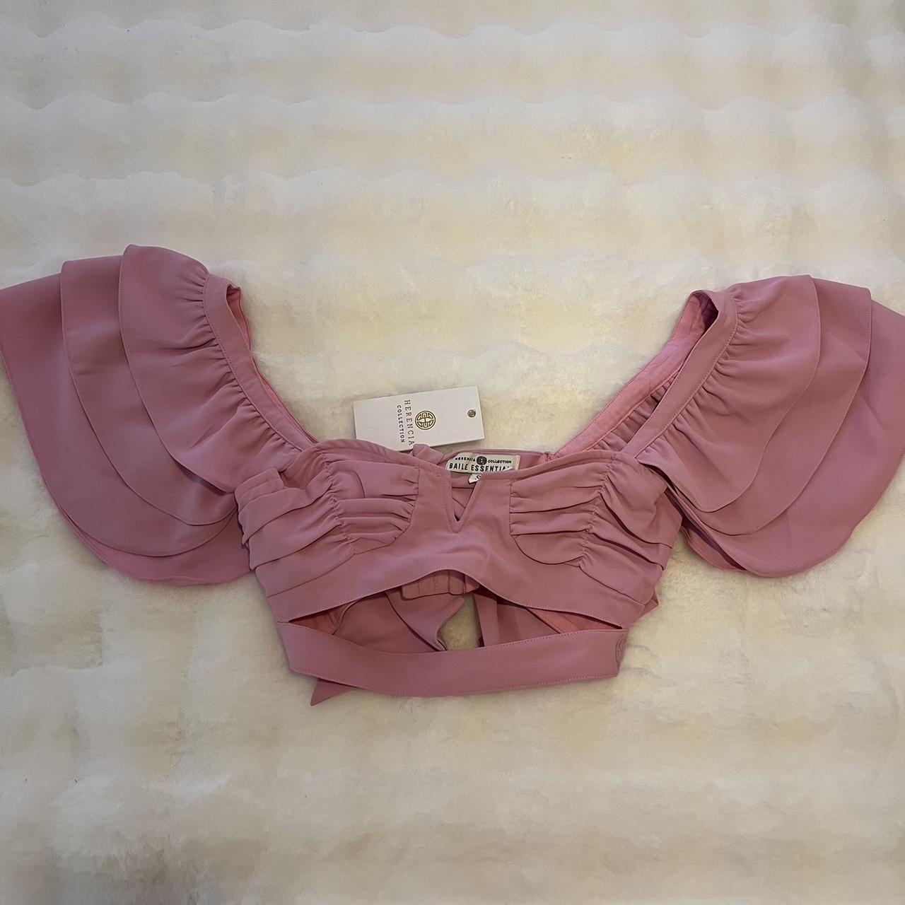 Herencia clothing pink ruffle top, brand new with... - Depop