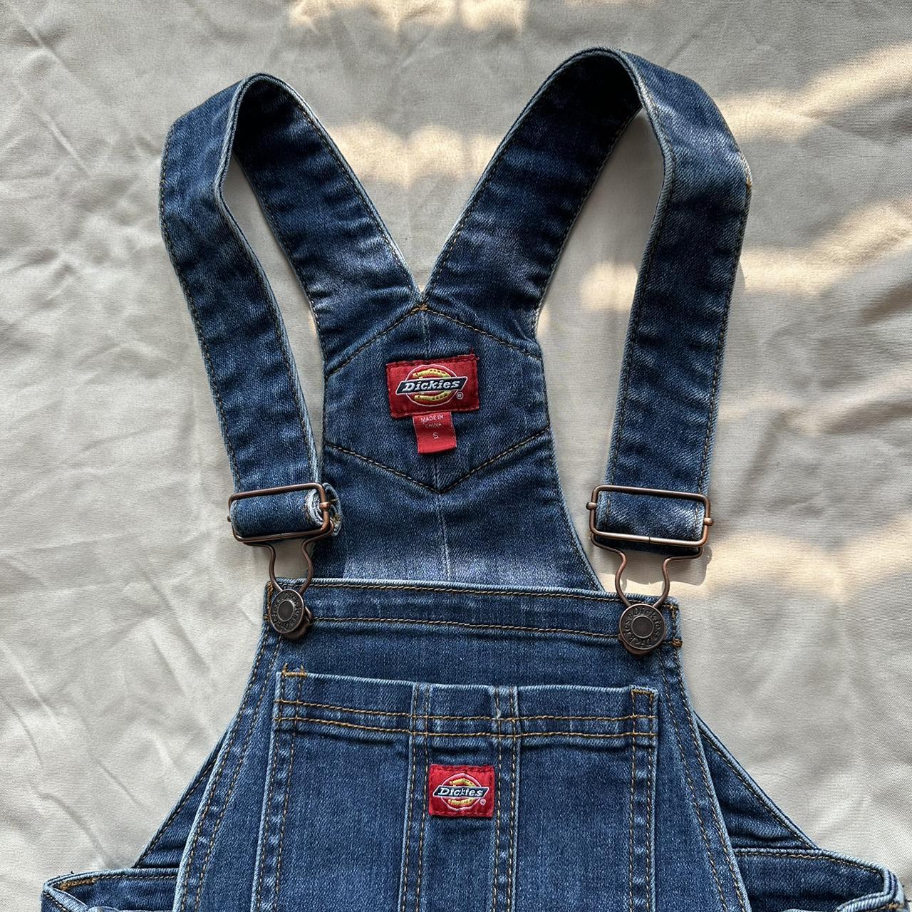 Dickies overall shorts KIDS size S literally so... - Depop