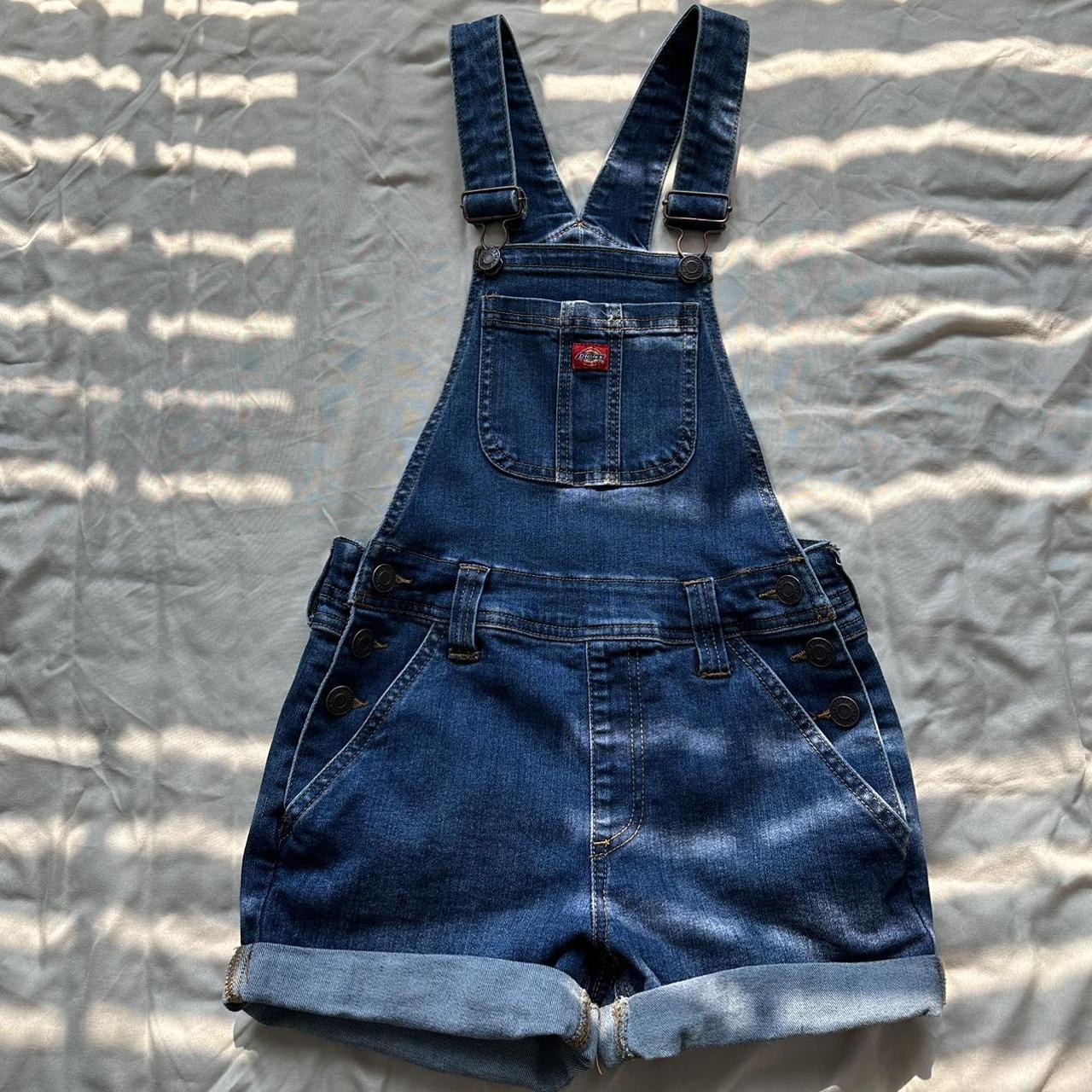 Dickies overall shorts KIDS size S literally so... - Depop