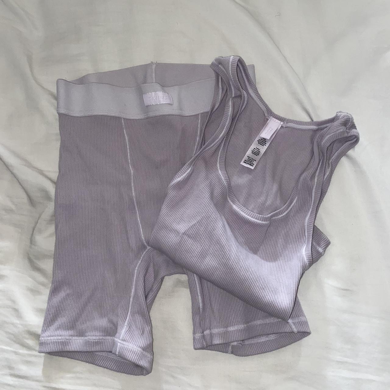 Skims Women's Purple and Grey Vest | Depop