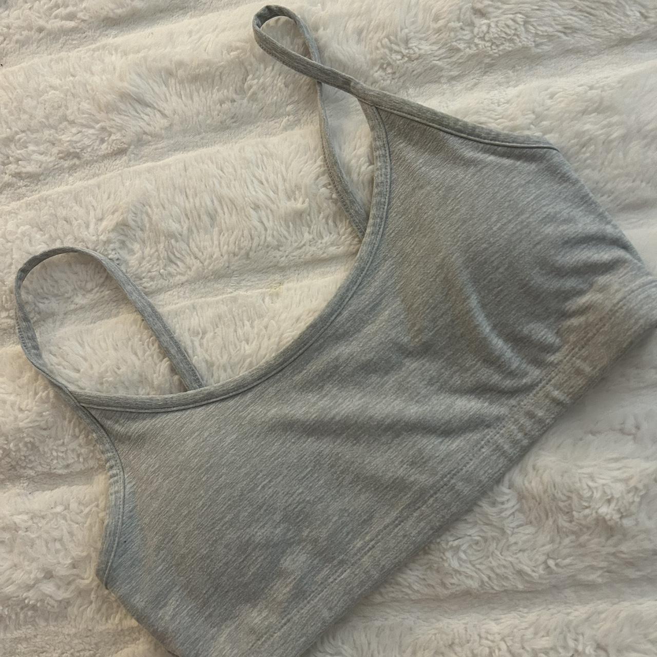 Grey bralette with matching cropped zip up, sweater... - Depop