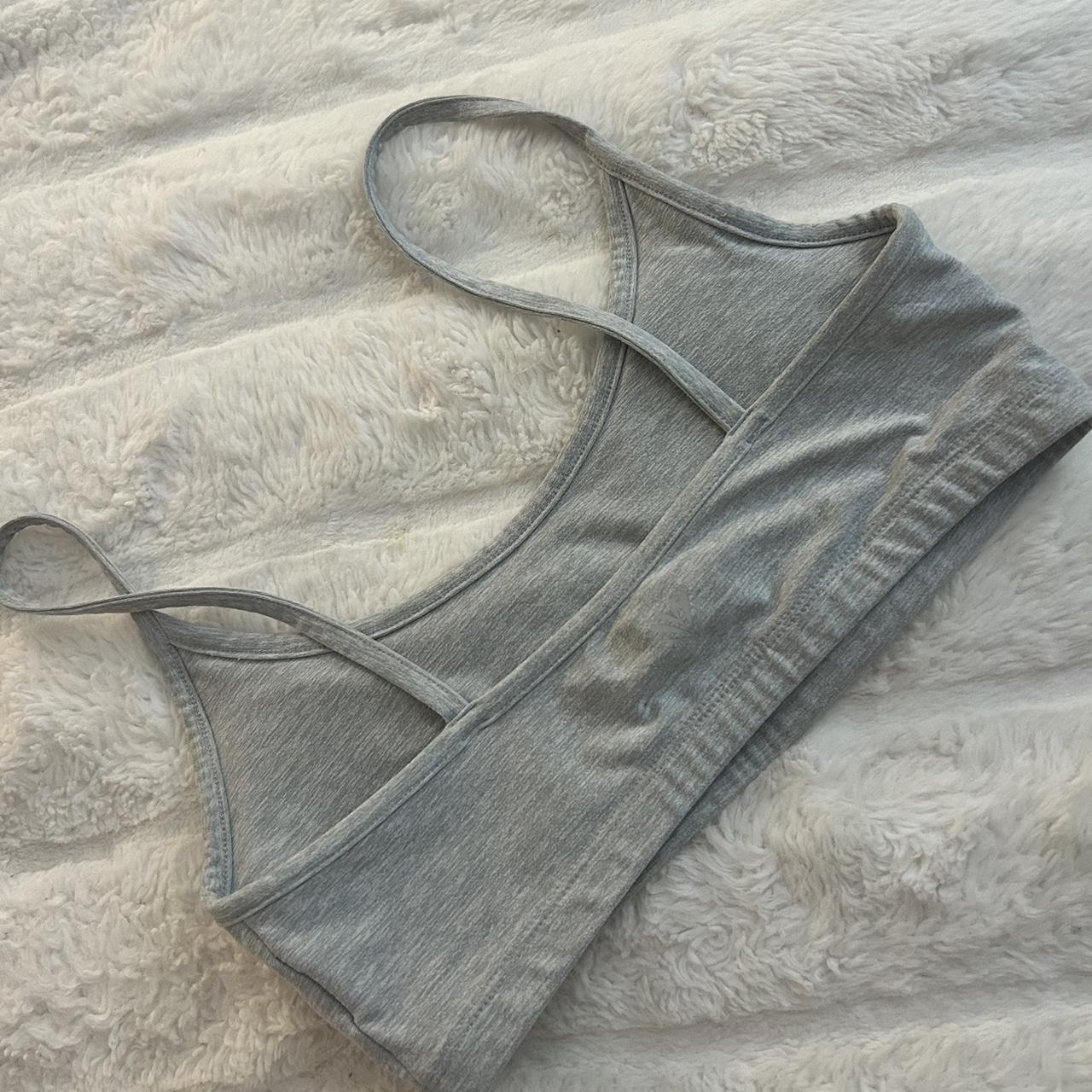 Grey bralette with matching cropped zip up, sweater... - Depop
