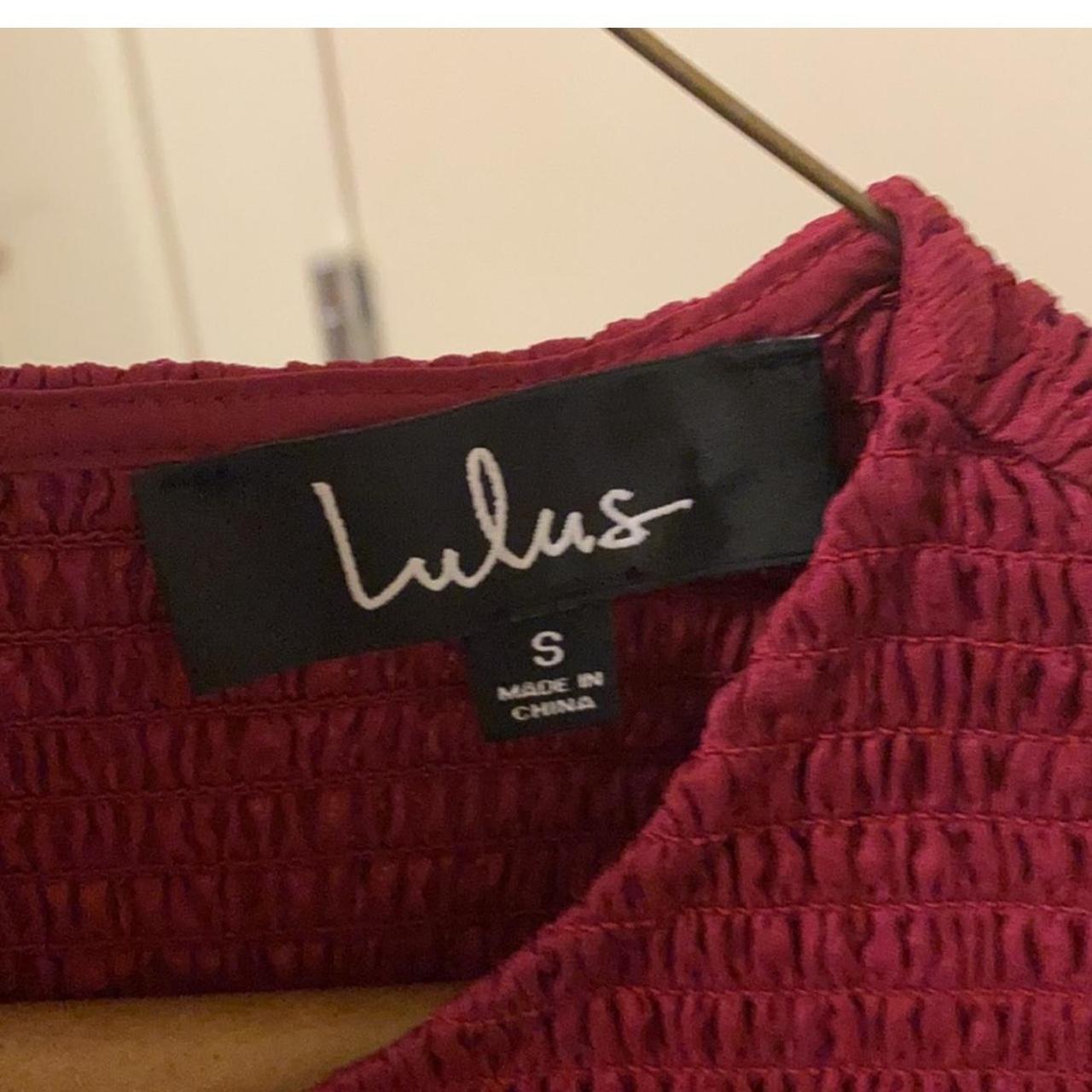 Lulus Dress Red, smocked and ruffled, size S - Depop