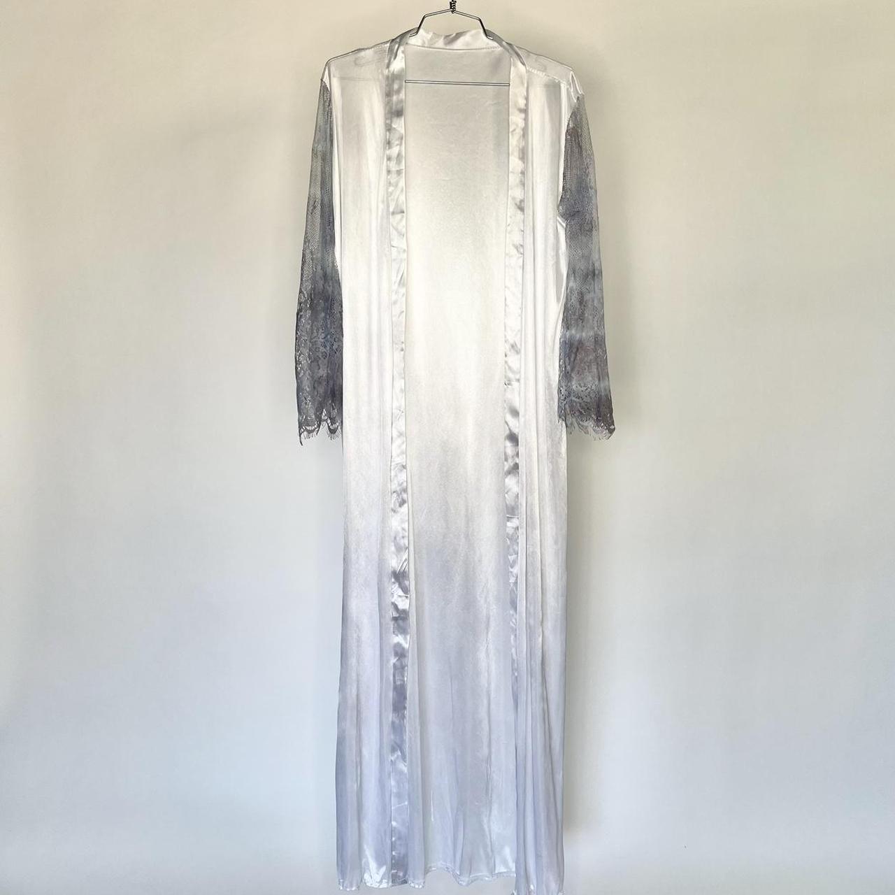 Slinky and silky! Vintage silver long robe with... - Depop