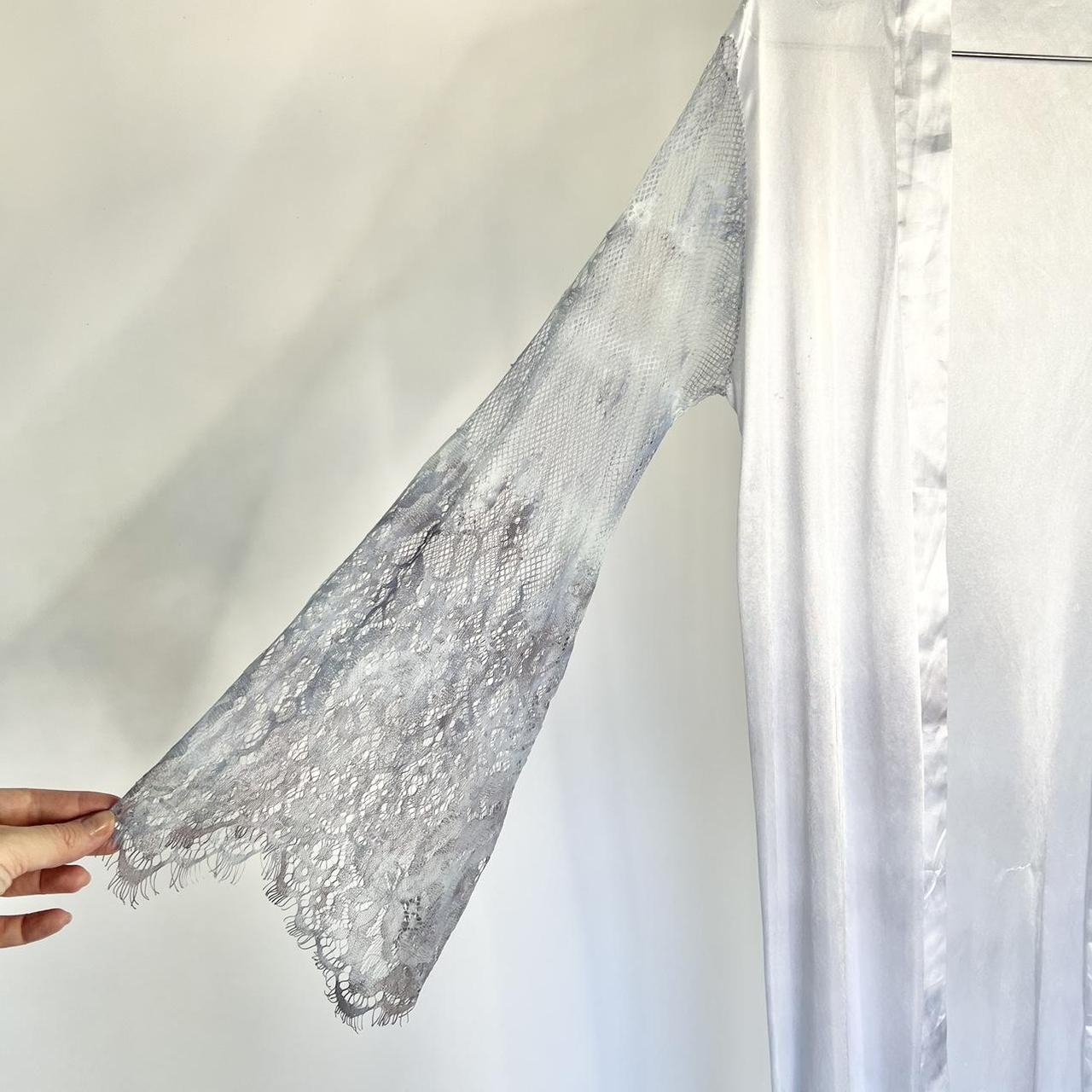 Slinky and silky! Vintage silver long robe with... - Depop