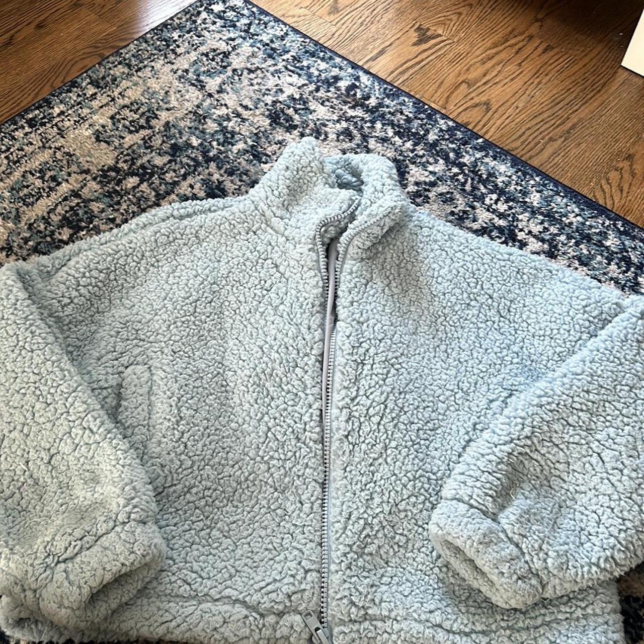 Blue fuzzy jacket - Depop
