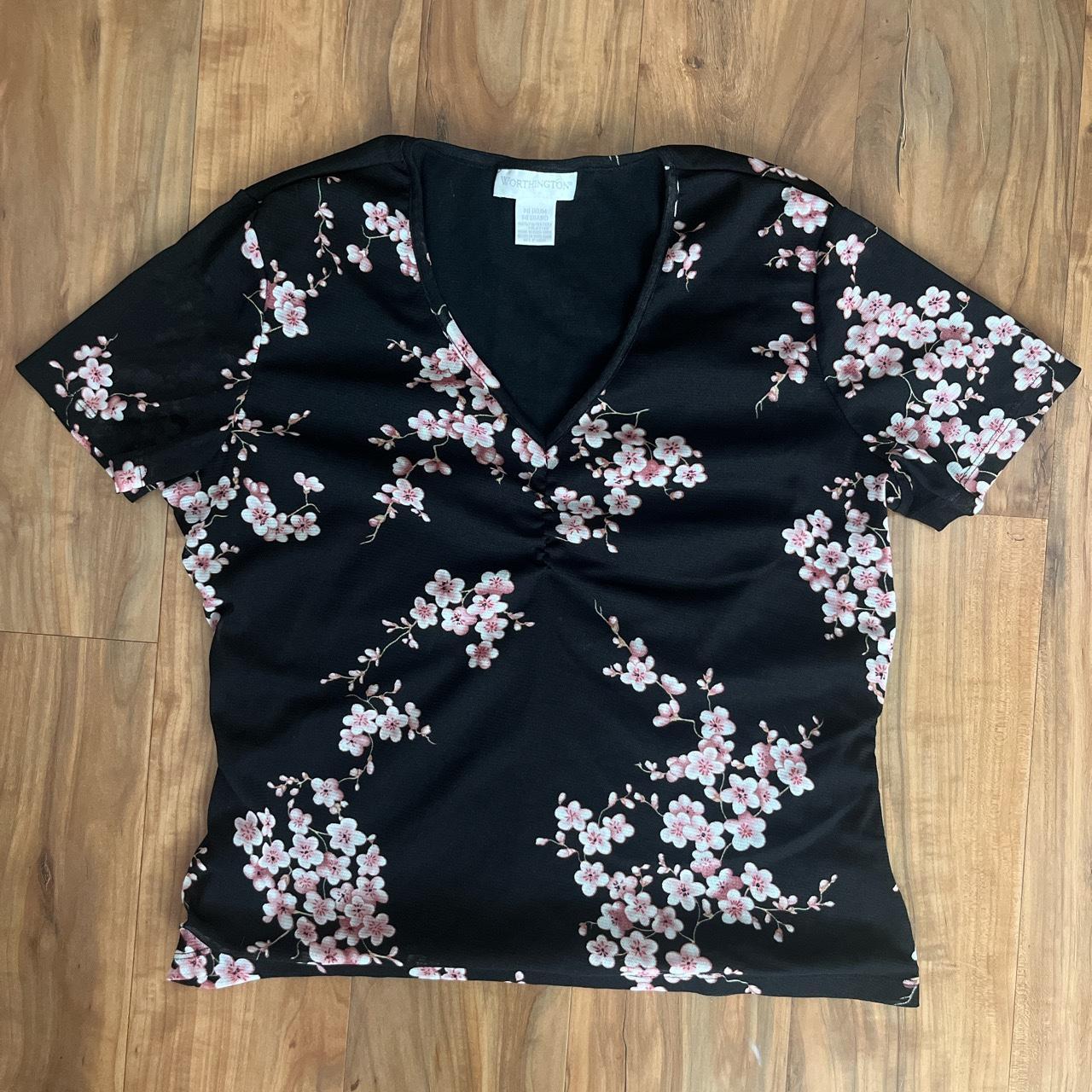 Worthington cherry blossom blouse Mesh material but... - Depop