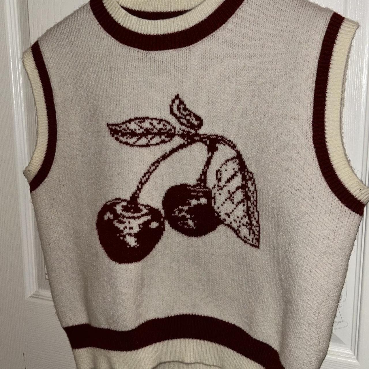 Extra small oversized Cider cherry print sweater... - Depop
